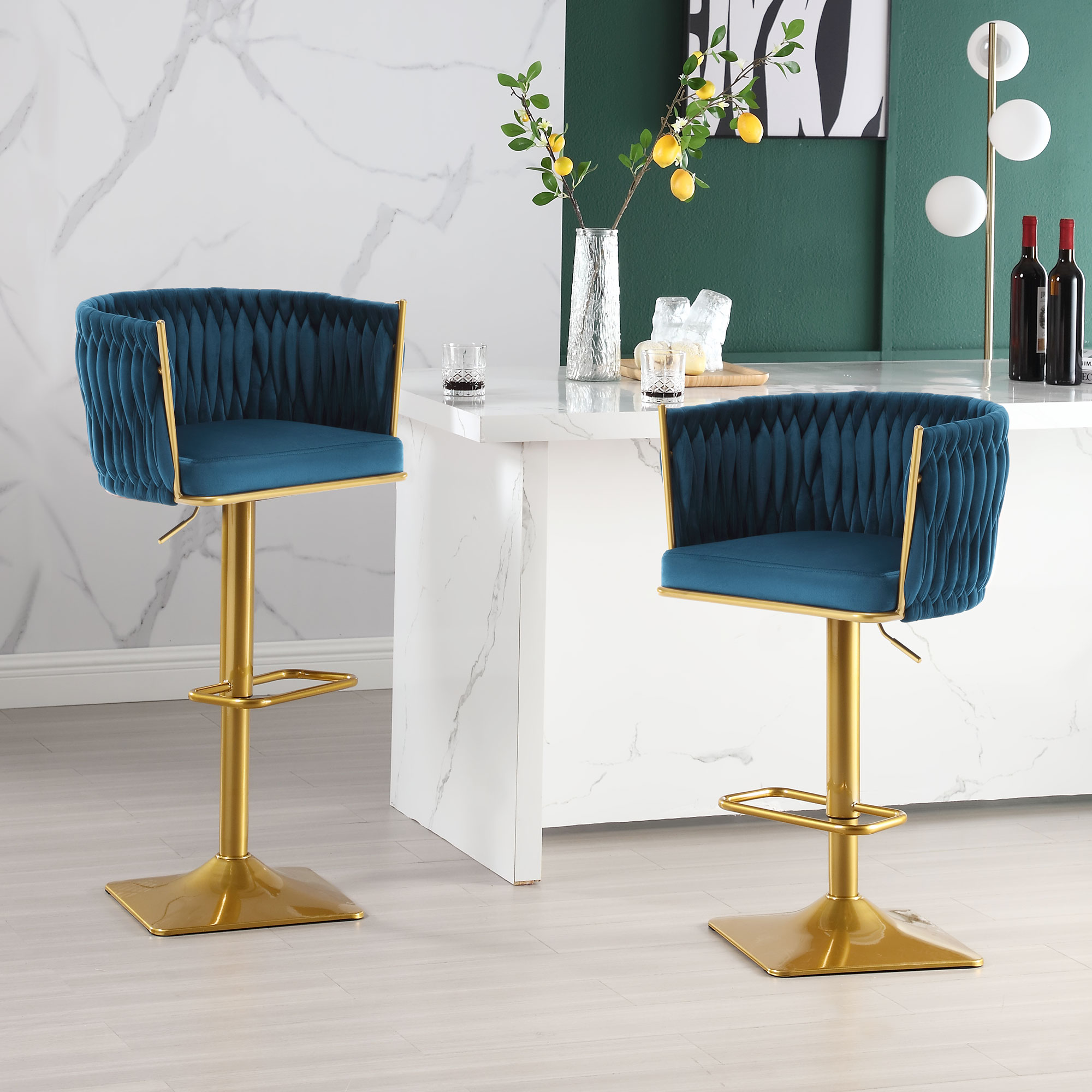 Duhome Elegant Lifestyle Velvet Bar Stools with Back Set of 2 ...