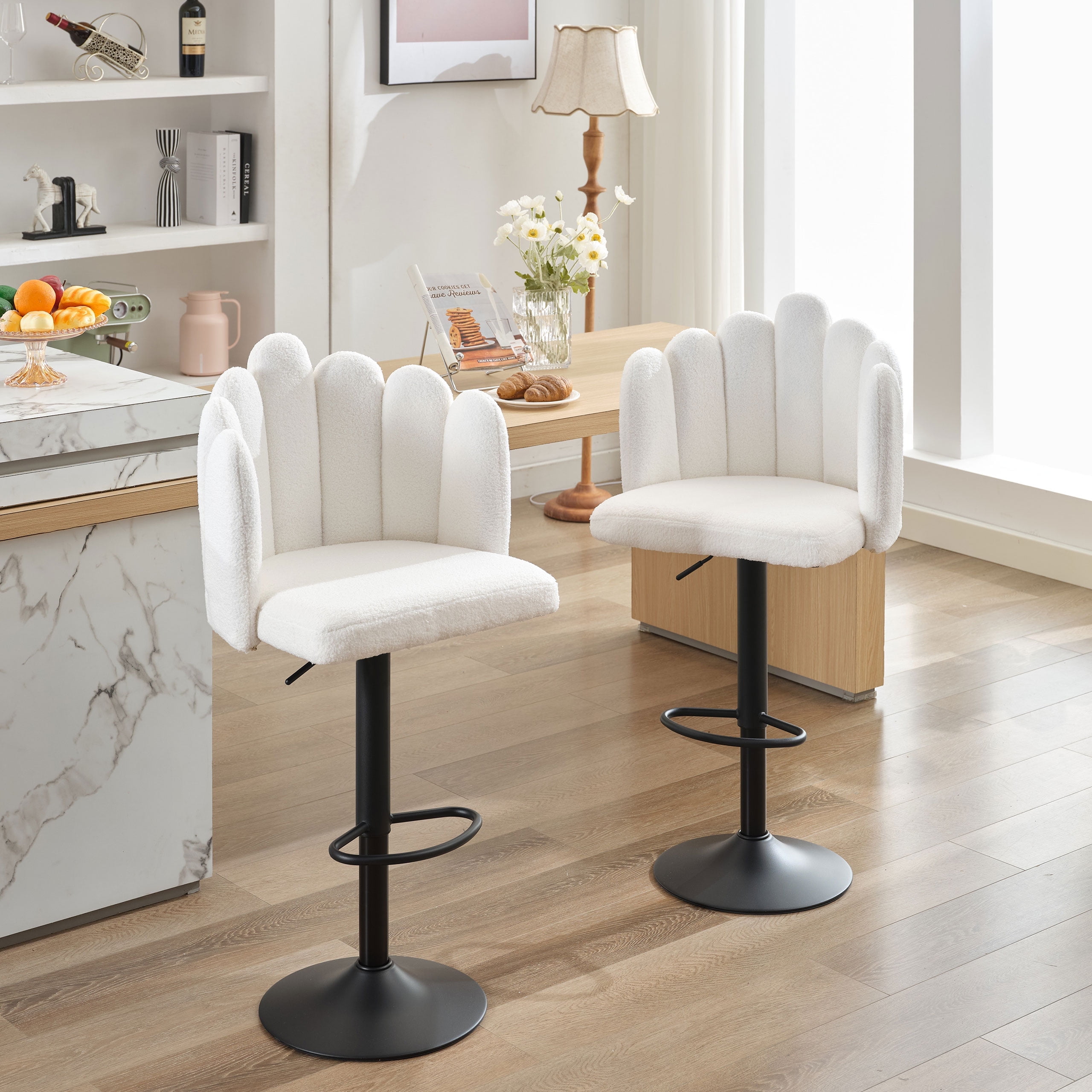 JONPONY Bar Stools Set of 2,Swivel Counter Height Bar Stools with High ...