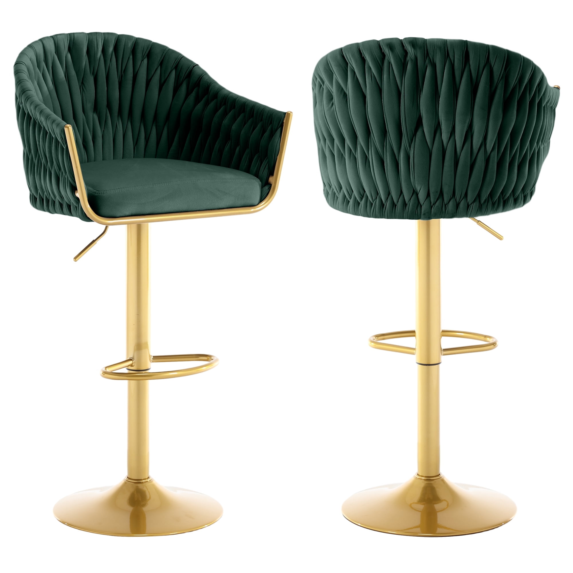 JONPONY Bar Stools Set of 4,Counter Height Bar Stools,Velvet Swivel Bar ...