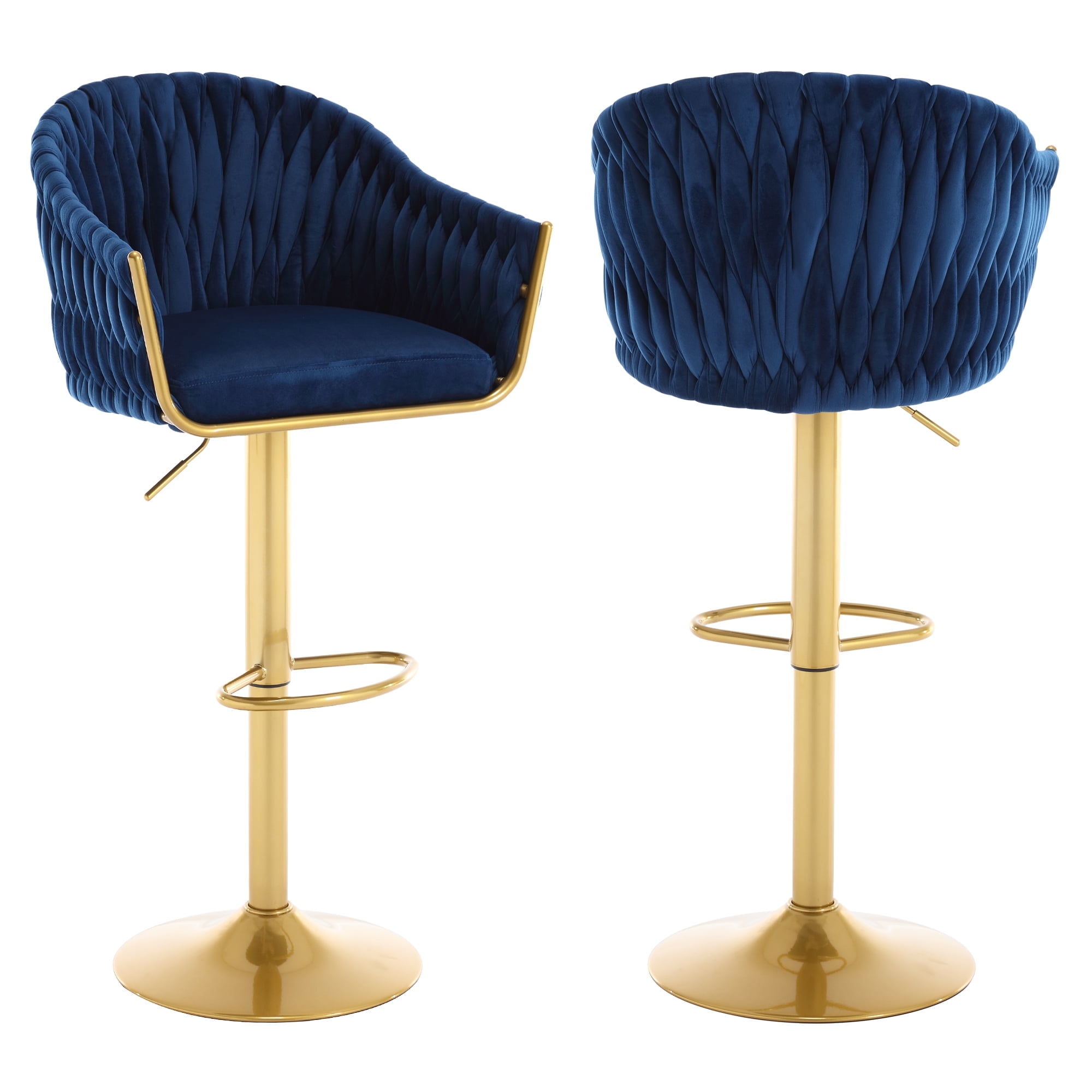 JONPONY Set of 4 Bar Stools, Upholstered Dining Velvet Swivel Chairs ...