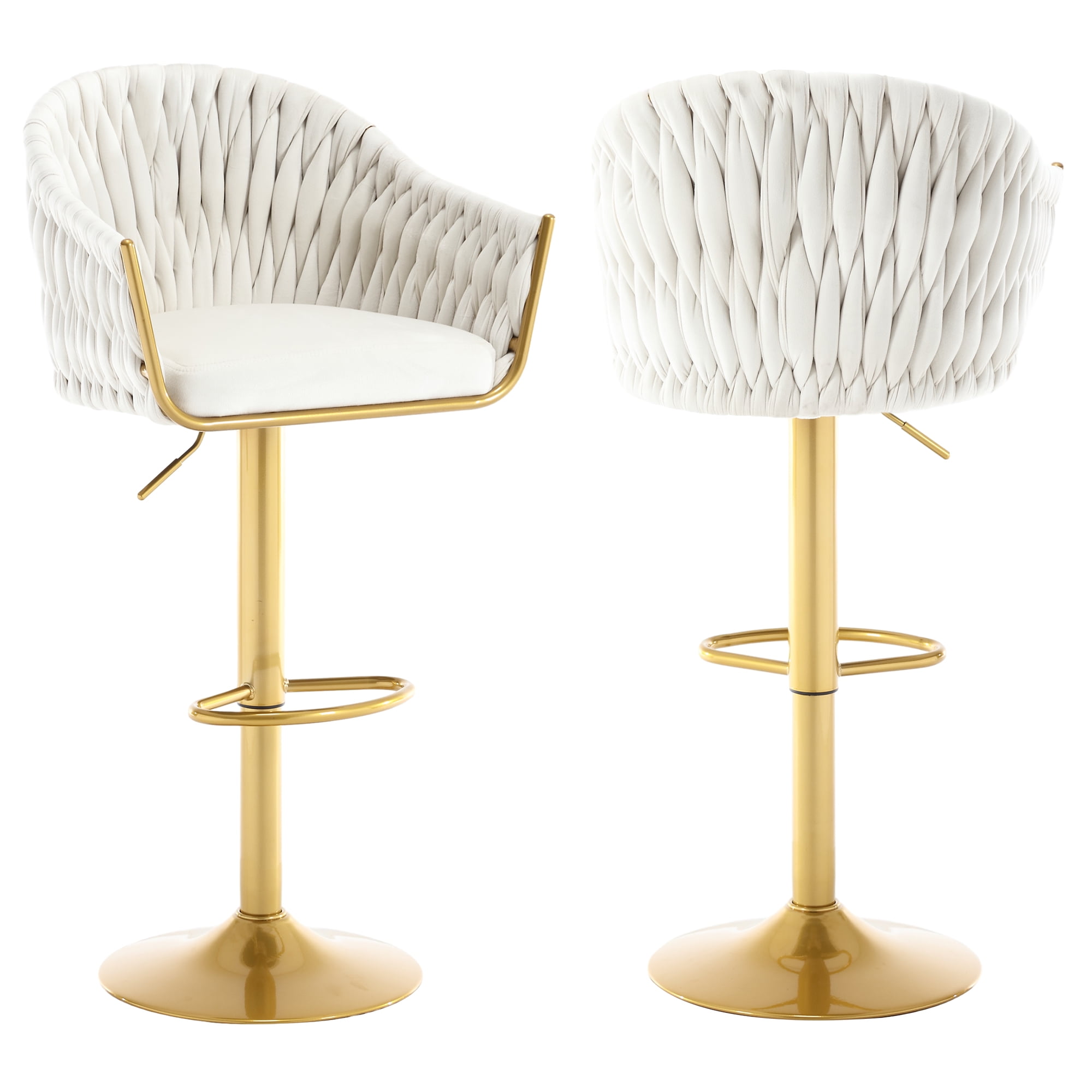 JONPONY Bar Stools Set of 6,Counter Height Bar Stools,Velvet Swivel Bar ...