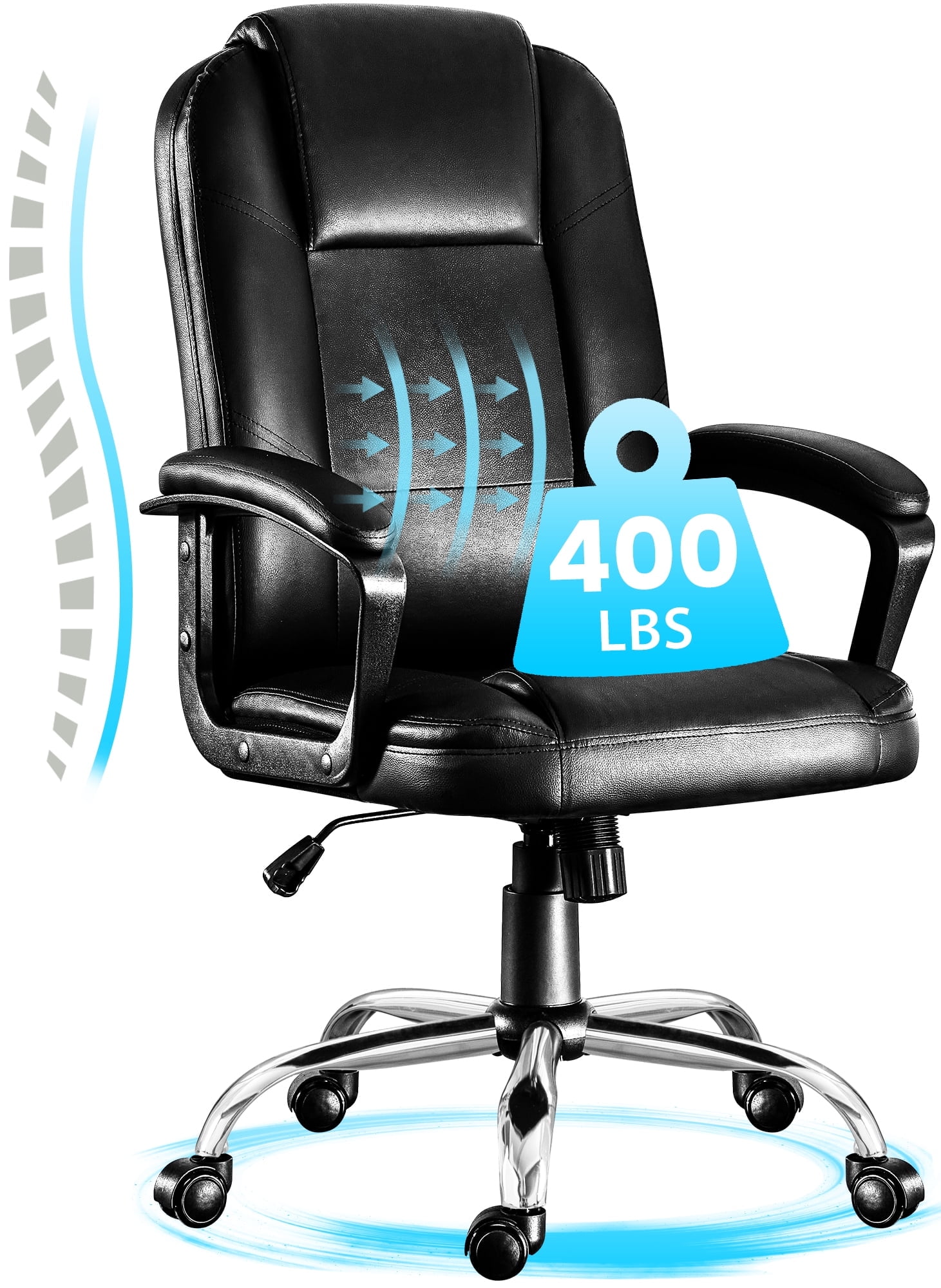 JONPONY Big and Tall Office Chair 400LBS Wide Seat Ergonomic Computer ...