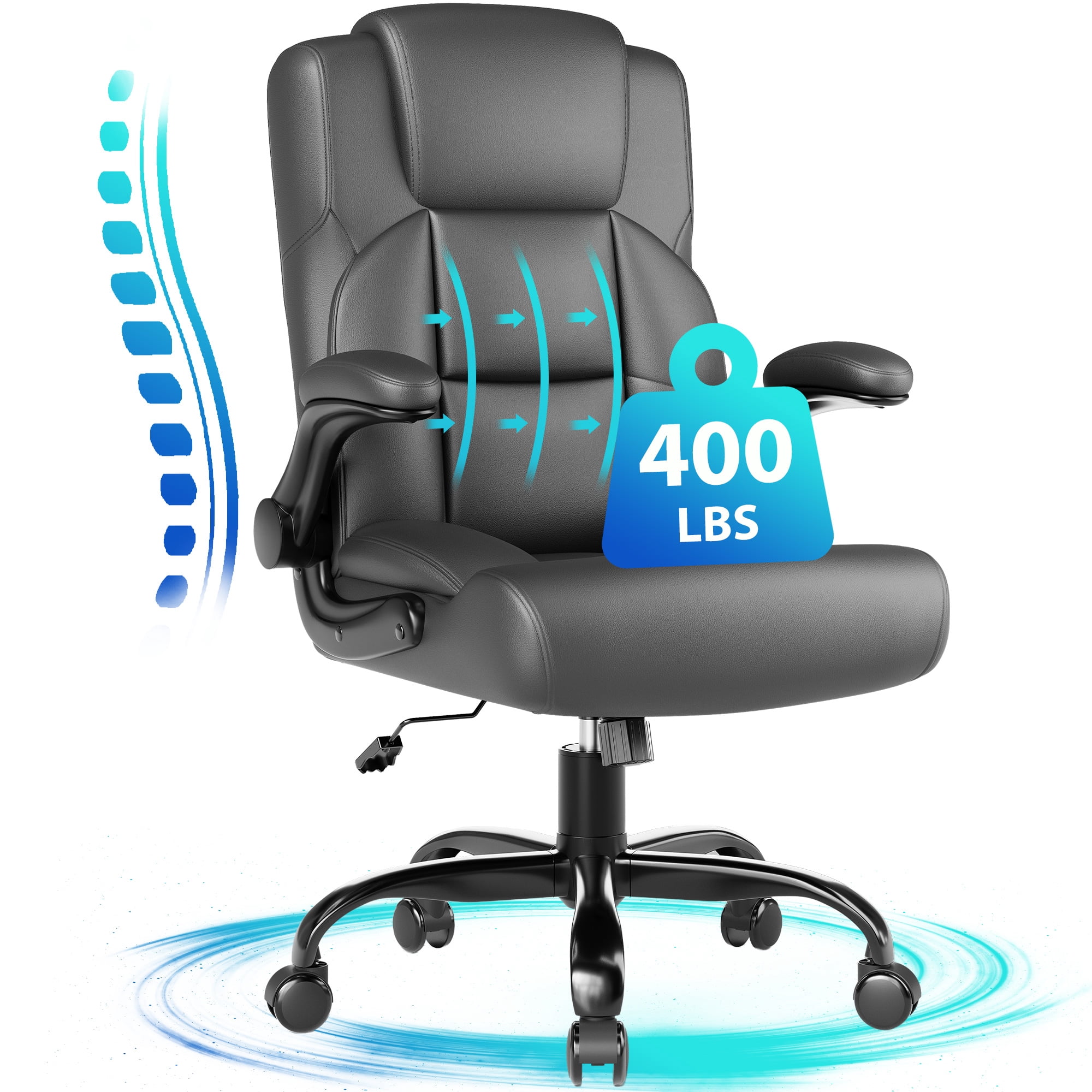 JONPONY Big And Tall Office Chair, 400lbs Heavy Duty, Lumbar Support ...