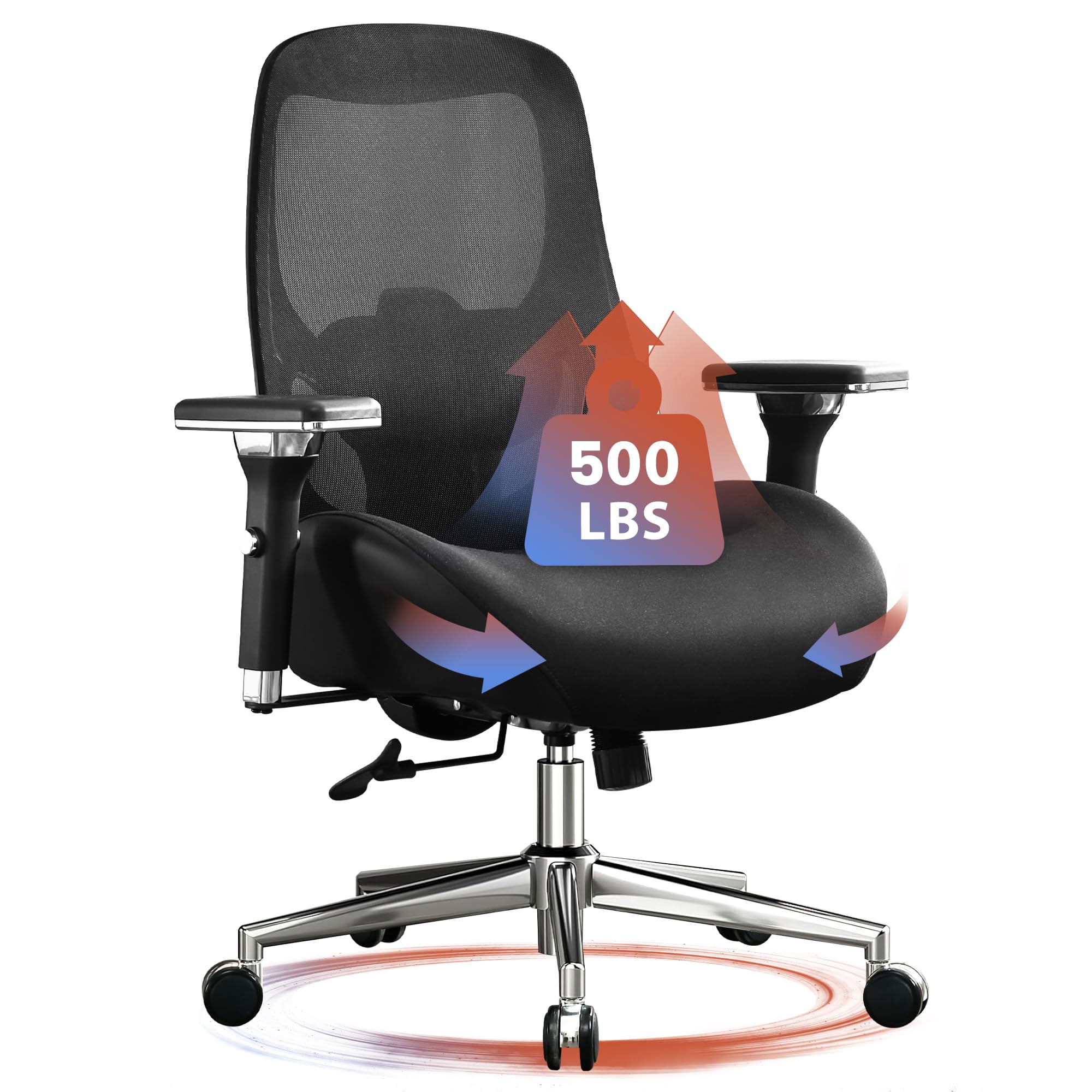 JONPONY Big and Tall Office Chair 500LBS Ergonomic Office Chair with ...