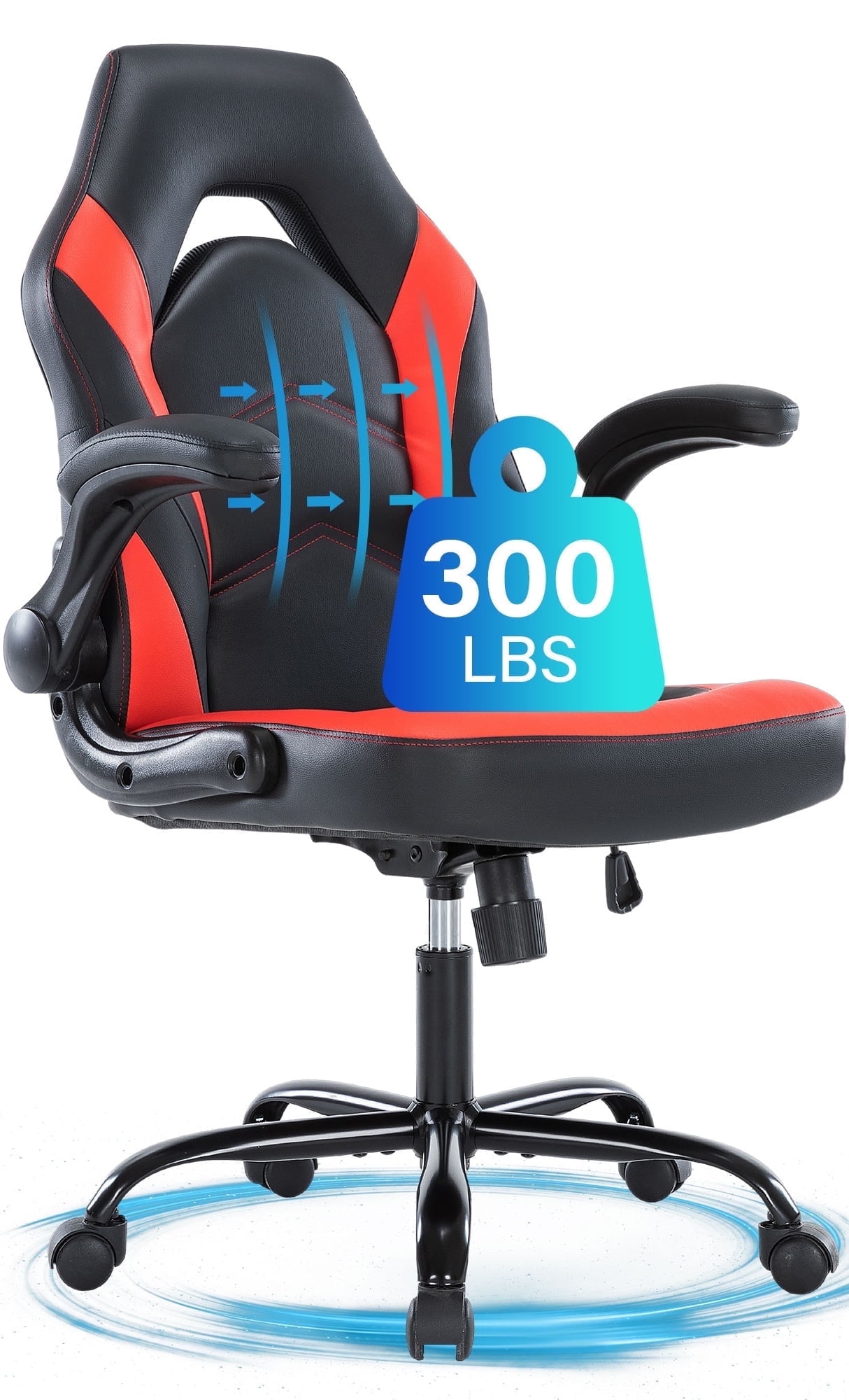 Yoyomax Ergonomic Gaming Chair PU Leather Desk Chair Adjustable Swivel Task Chair with Flip up Armrest Walmart