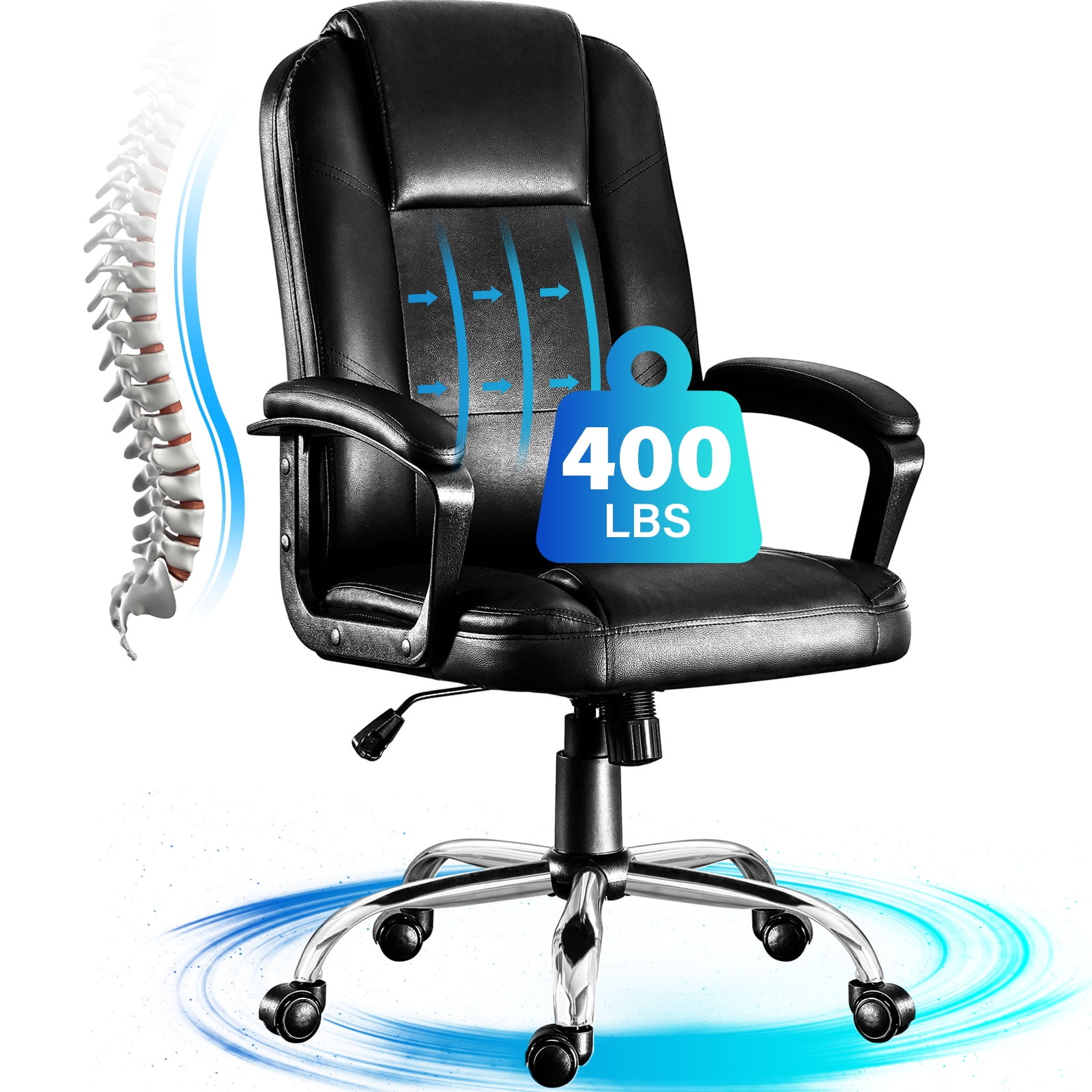 JONPONY Big and Tall Office Chair 400LBS Wide Seat Ergonomic Computer ...