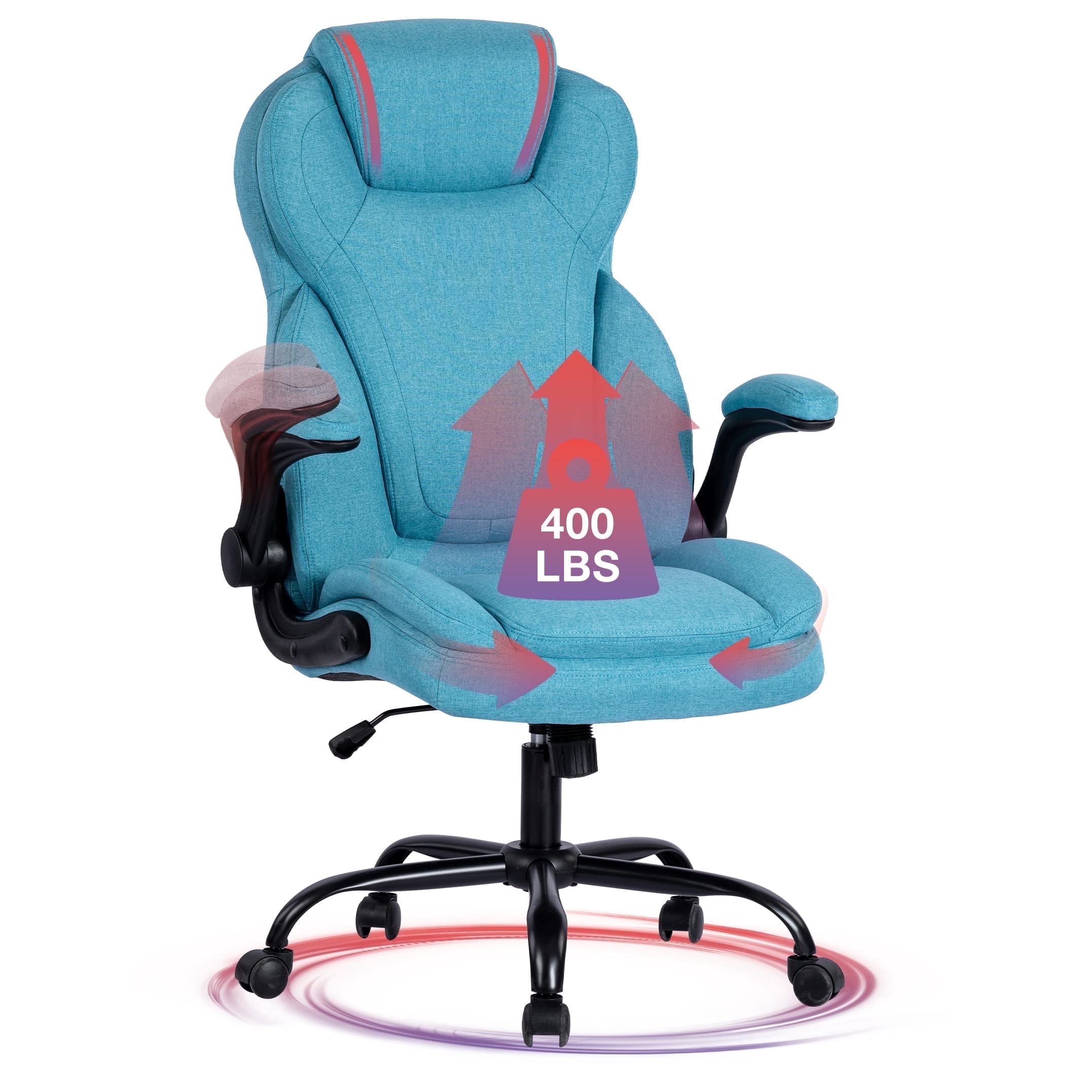 JONPONY Big and Tall Office Chair 400lbs Capacity, Ergonomic Leather ...