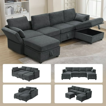 JONPONY 60" Modular Couches and Sofas Sectional with Storage Sectional ...