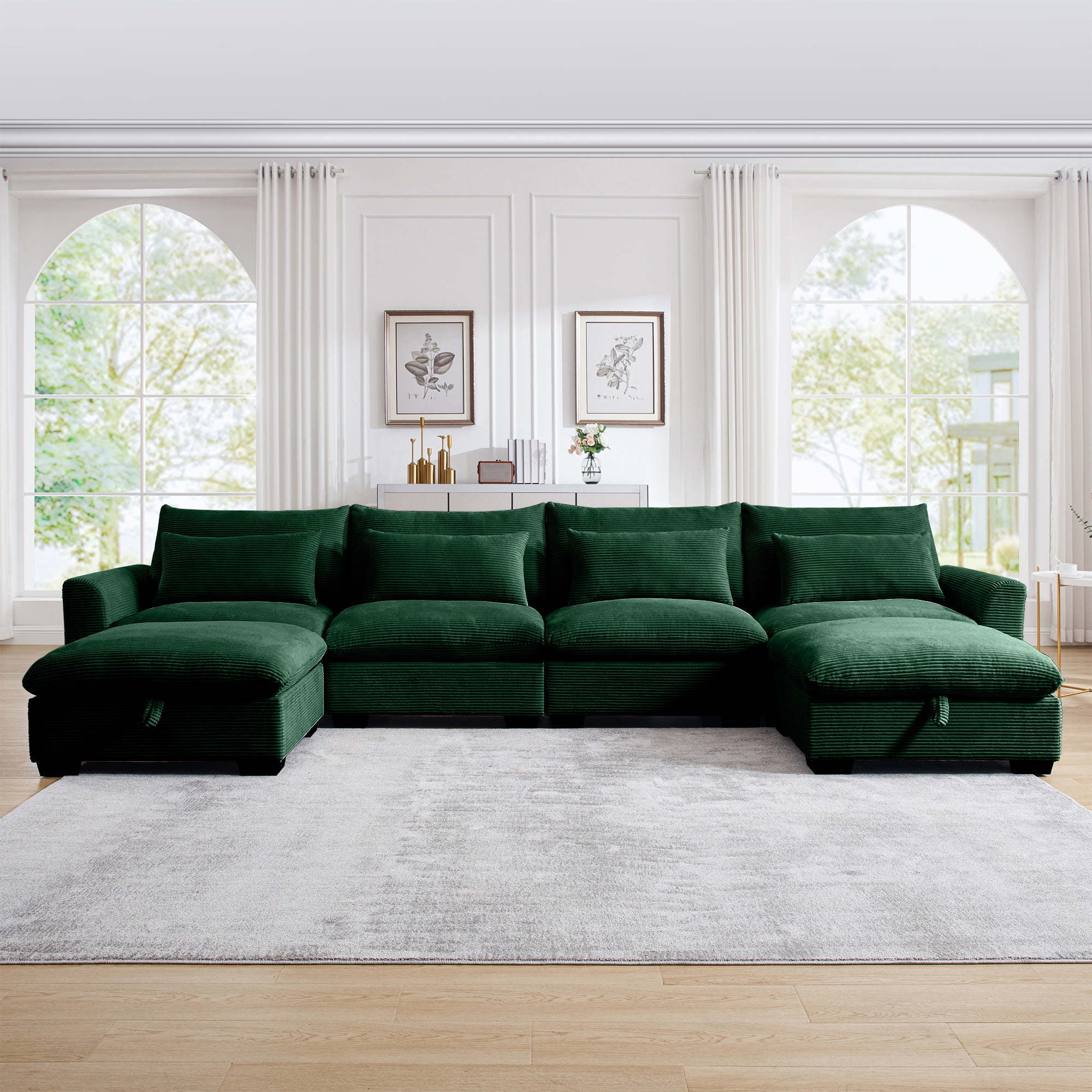 JONPONY Comfort U Shaped Couch with Reversible Chaise, Modular Large U ...