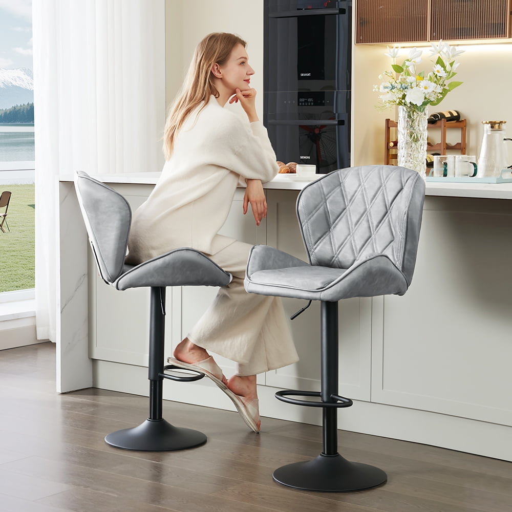JONPONY Kitchen Bar Stools set of 2, Modern Adjustable Armless Swivel ...