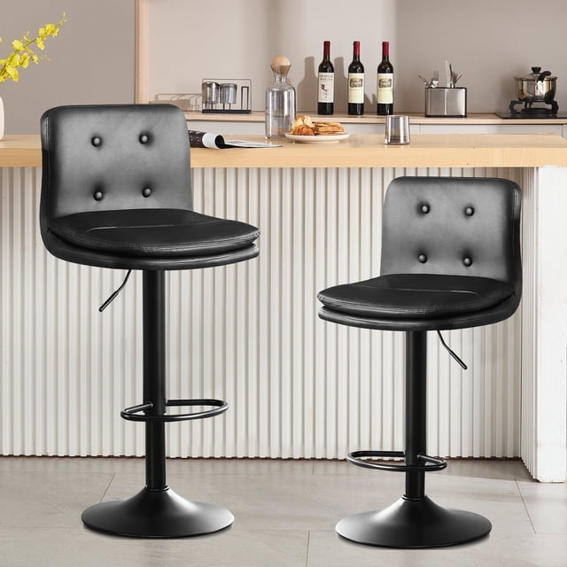 JONPONY Kitchen Bar Stools set of 2, Modern Adjustable Armless Swivel ...