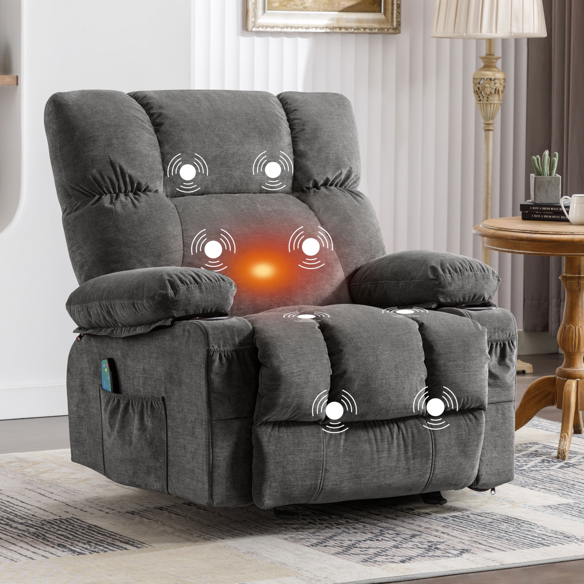 JONPONY Ergonomic Recliner with Vibration Massage, Heat, Rocking ...