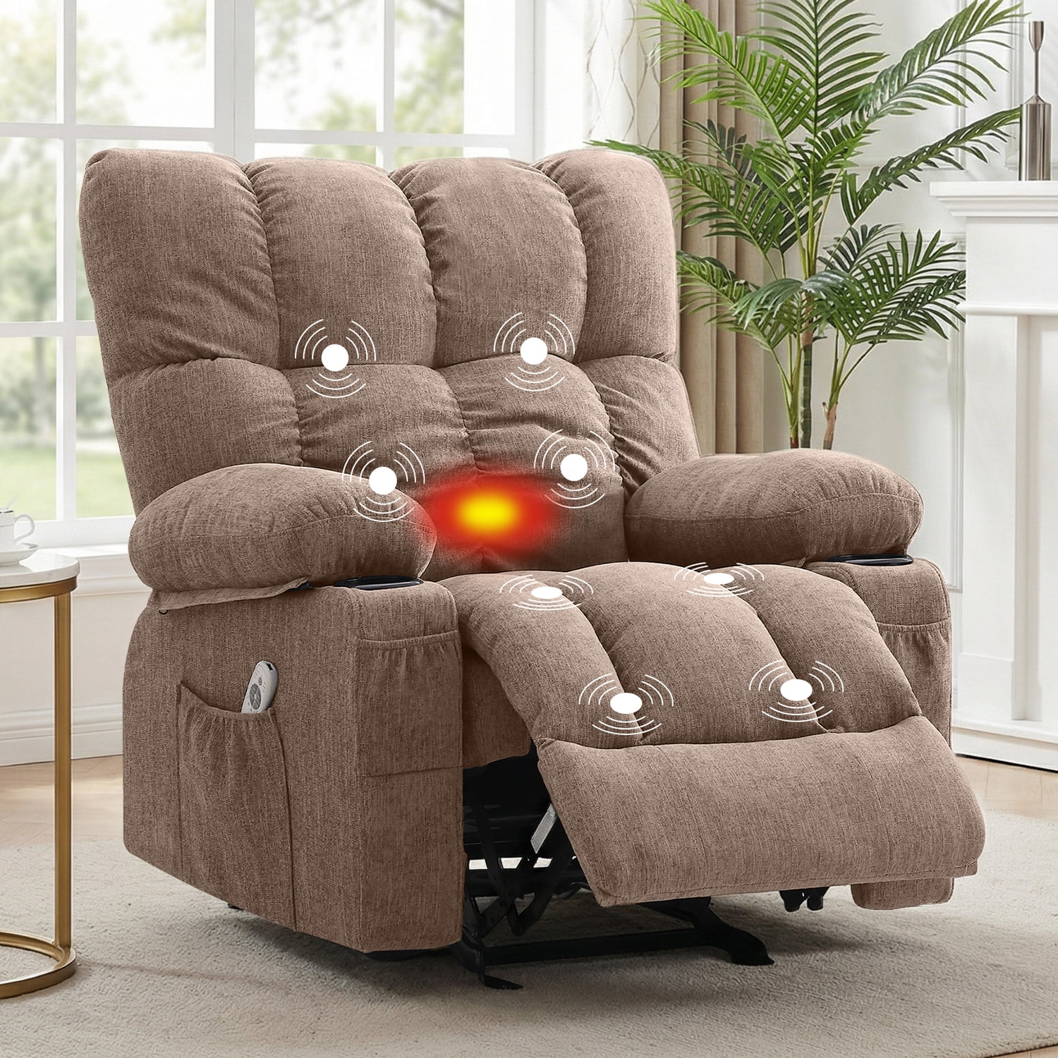 JONPONY Manual Recliner Chair with Heat Therapy and Massage Function ...