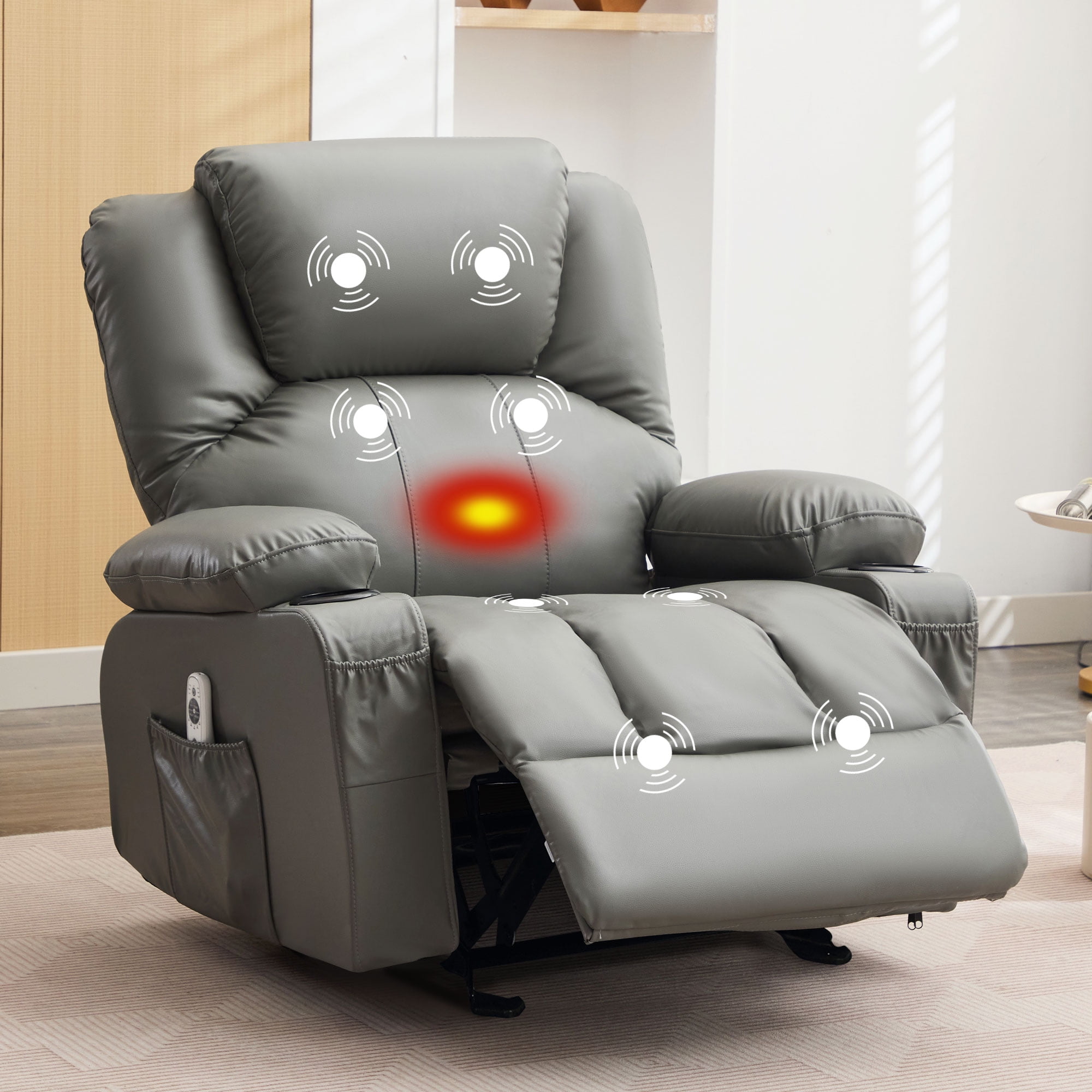 JONPONY Manual Recliner Chair with Heat Therapy and Massage Function ...