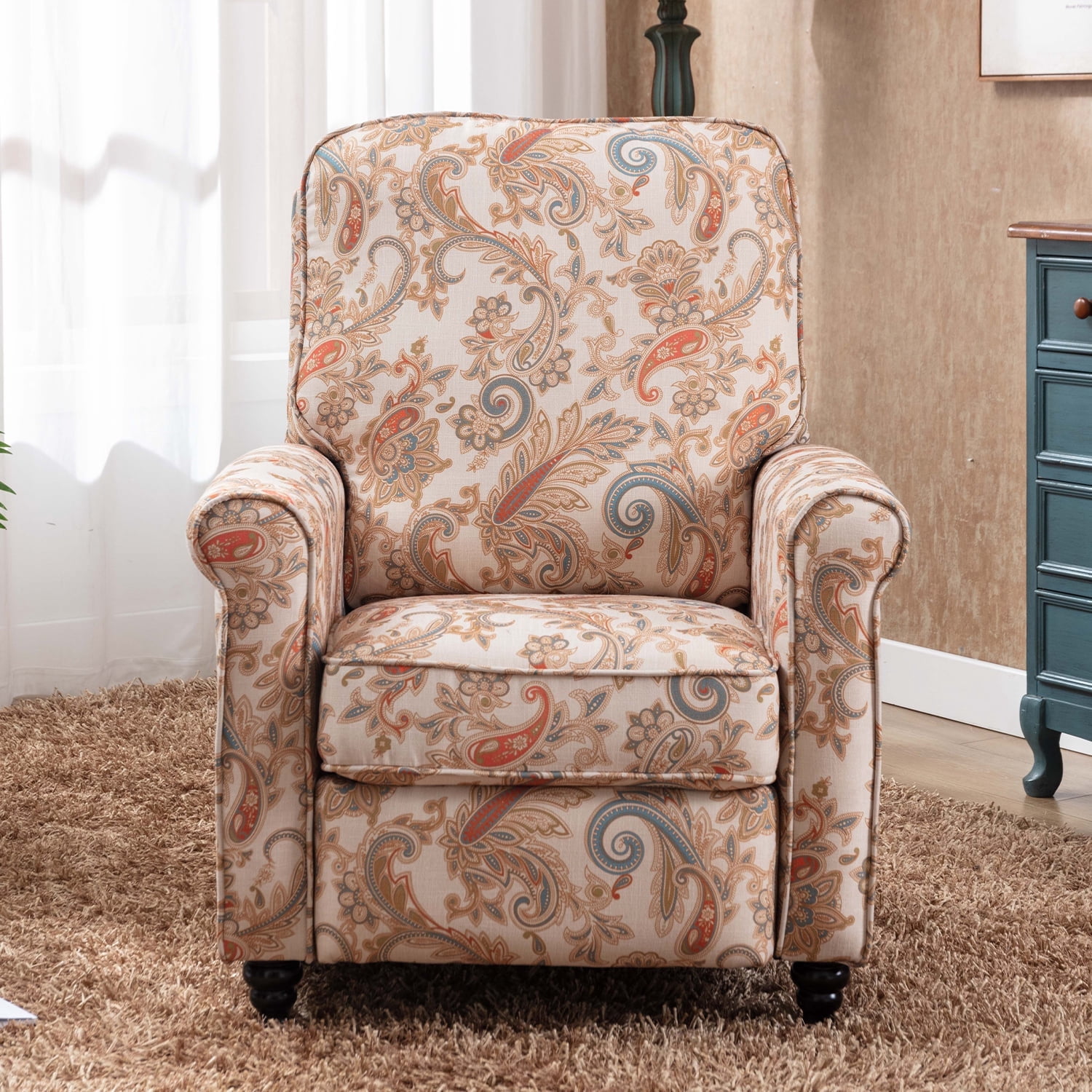 JONPONY Manual Recliner Chair Push Back Upholstered Mid Century ...
