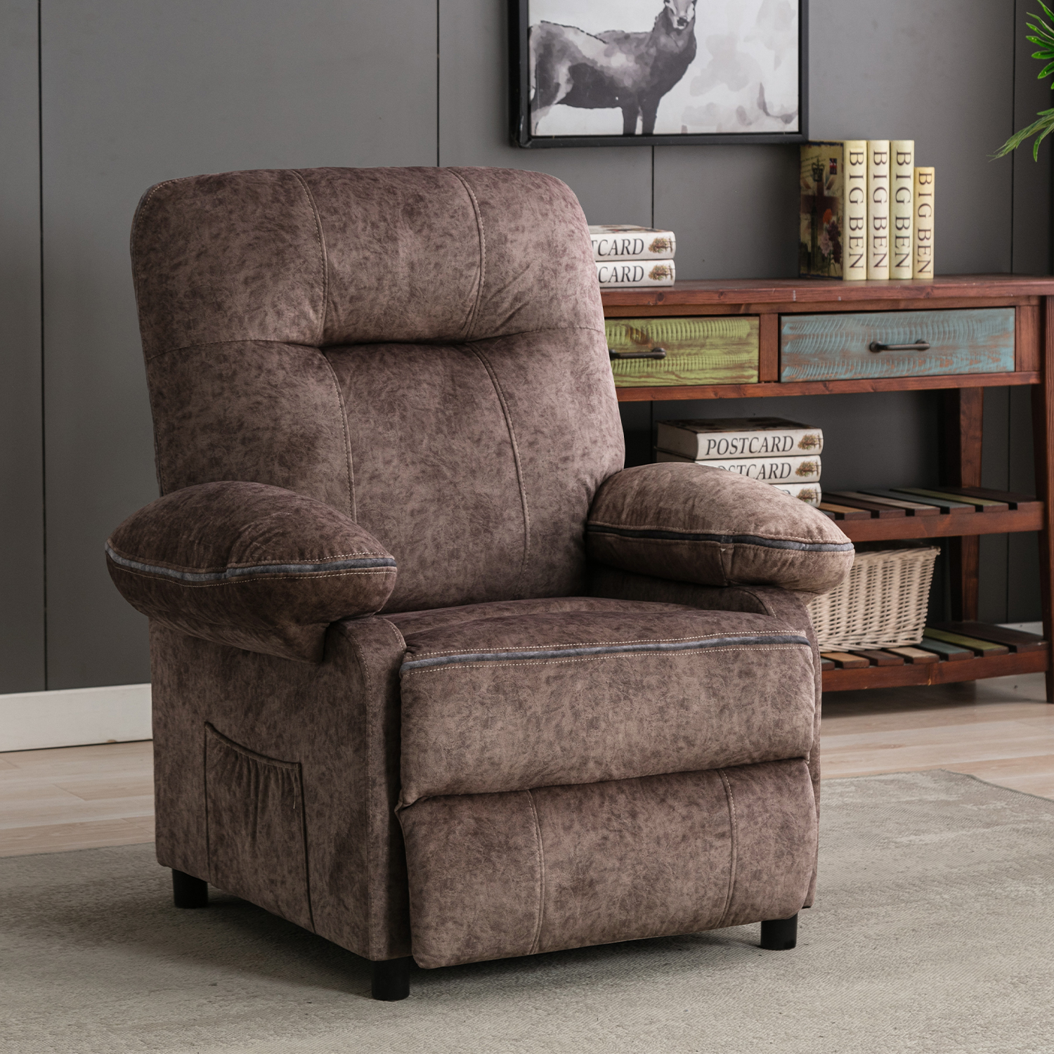 Modern Velvet Fabric Recliner Sleeper Chaise Lounge Futon Sleeper Chair ...