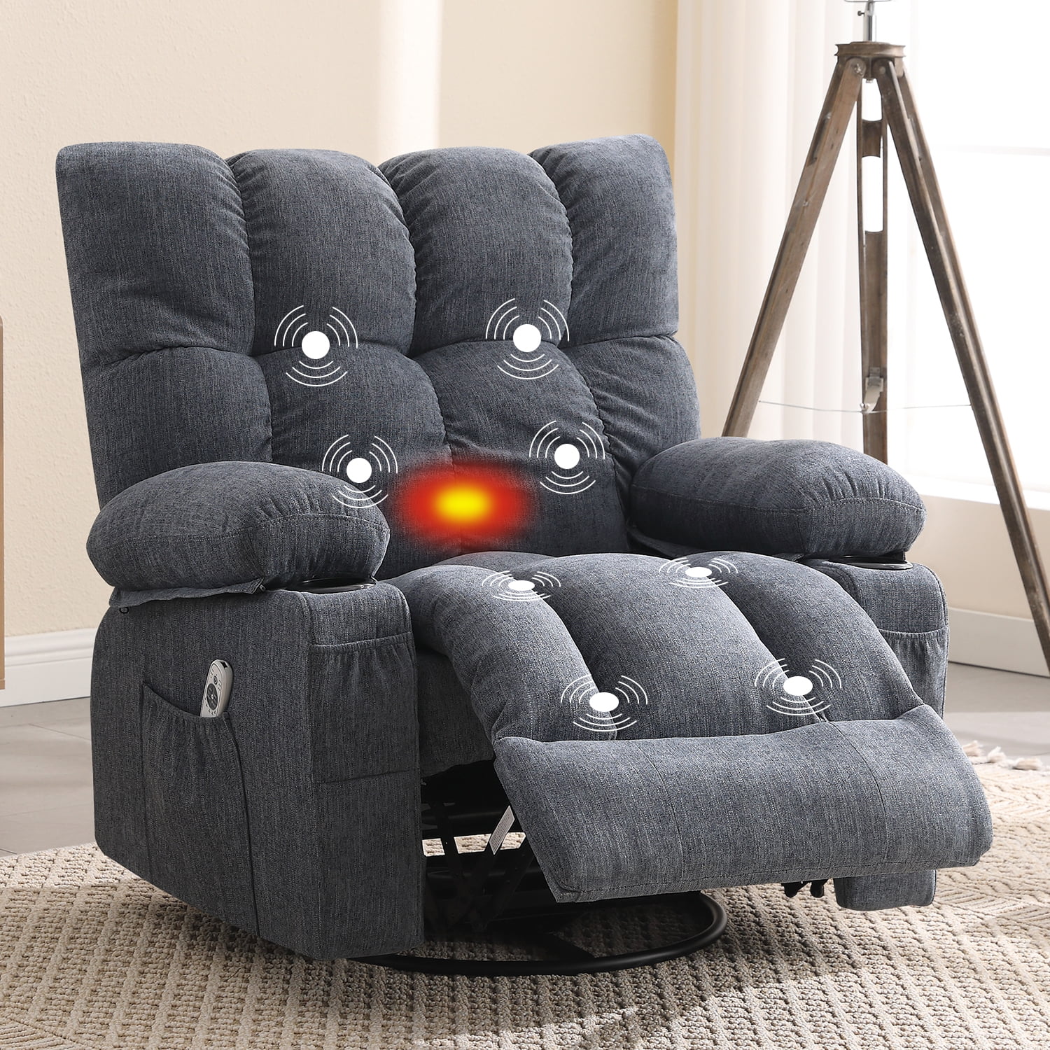 JONPONY Massage Rocker Recliner Chair with Vibration Massage and Heat ...