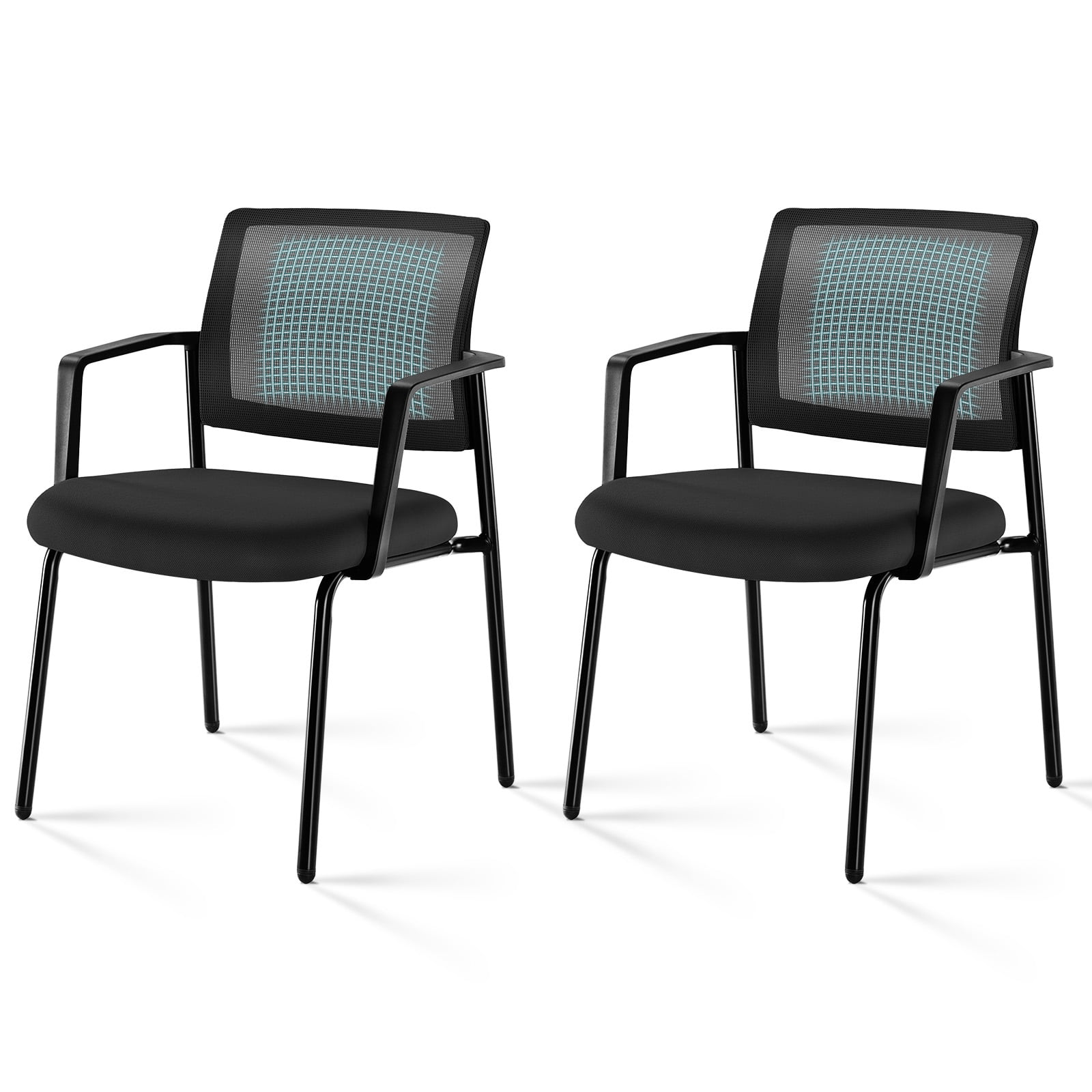 JONPONY Mesh Back Stacking Chairs with Armrests, Ergonomic Upholstered ...