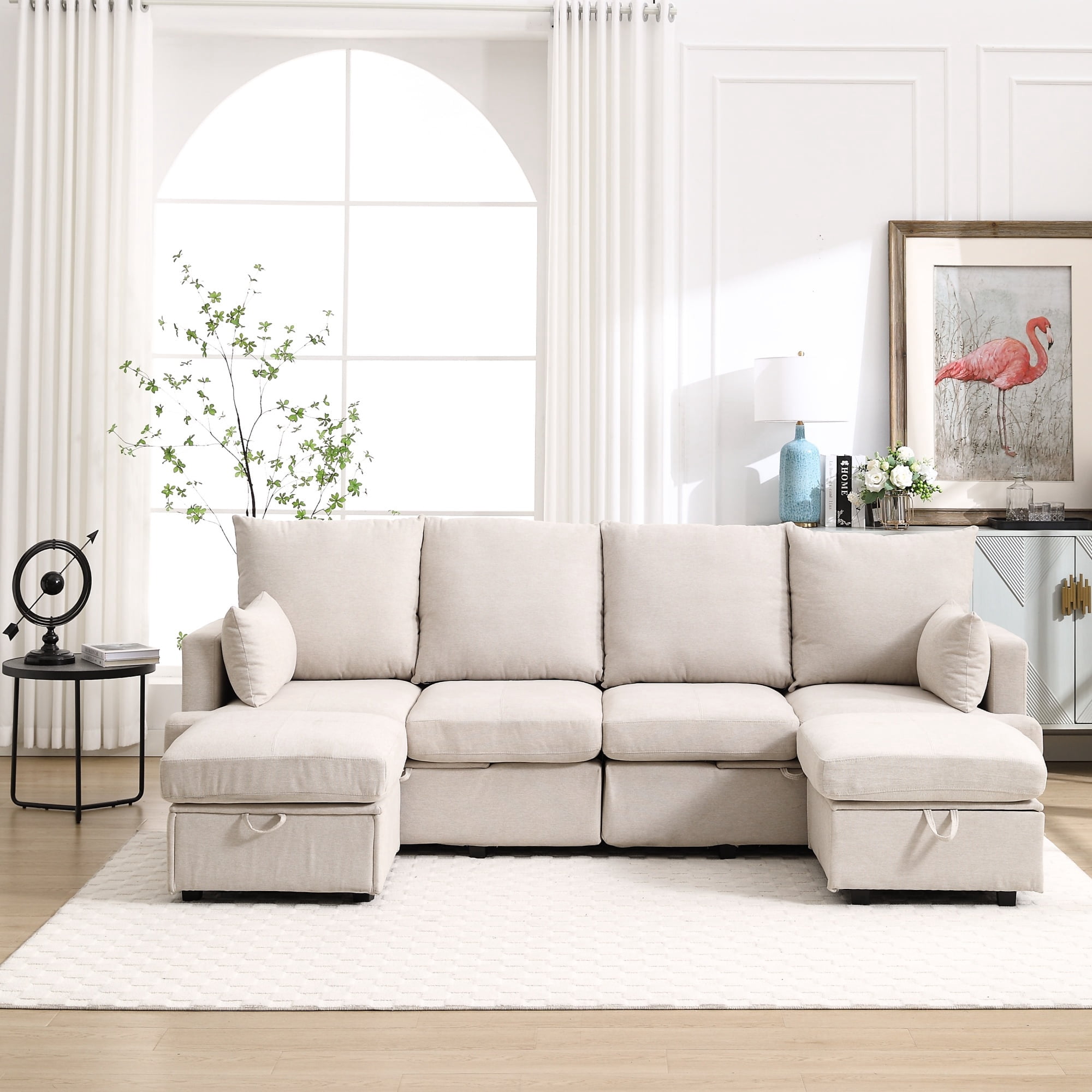 JONPONY Modern U shape Modular Sofa, 6 Seat Chenile sectional Couch Set ...
