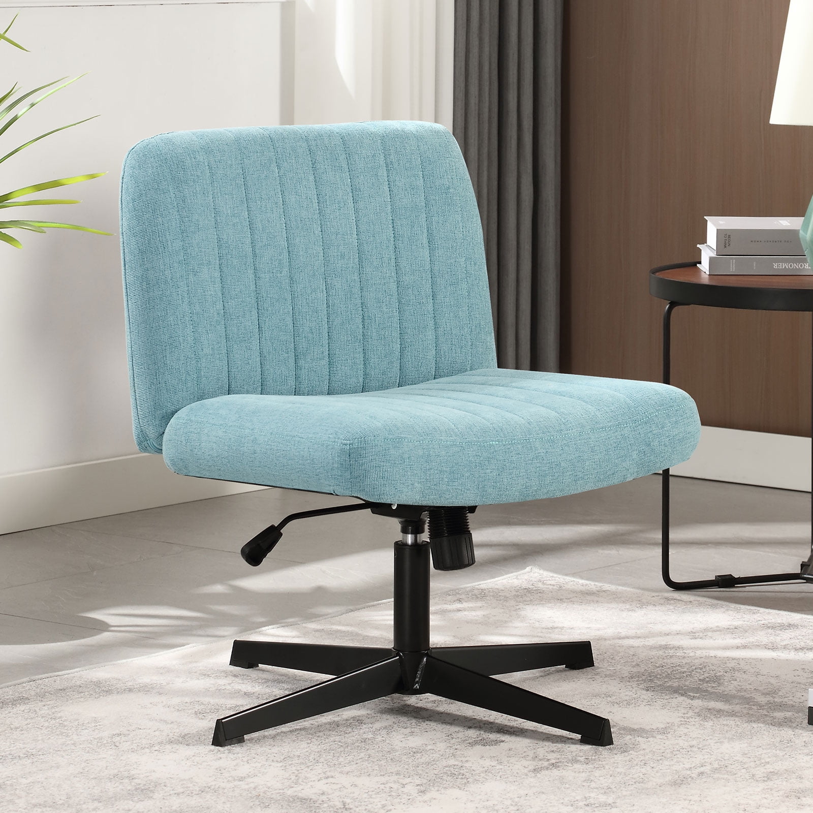JONPONY Office Chair Armless Criss Cross Legged Chair No Wheels, Comfy ...