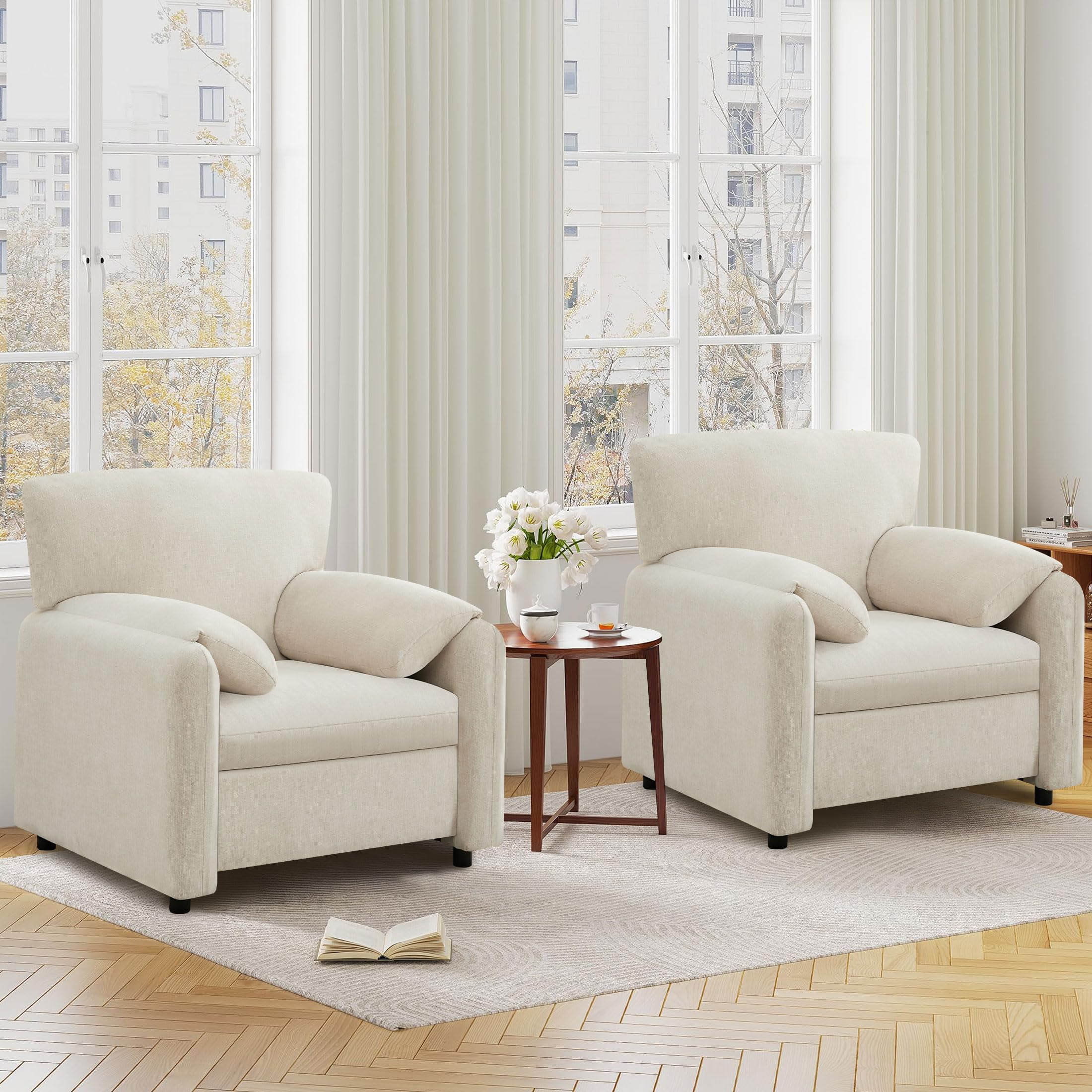 JONPONY Oversized Accent Chairs, 39" Wide Single Sofa Chair with Comfy ...