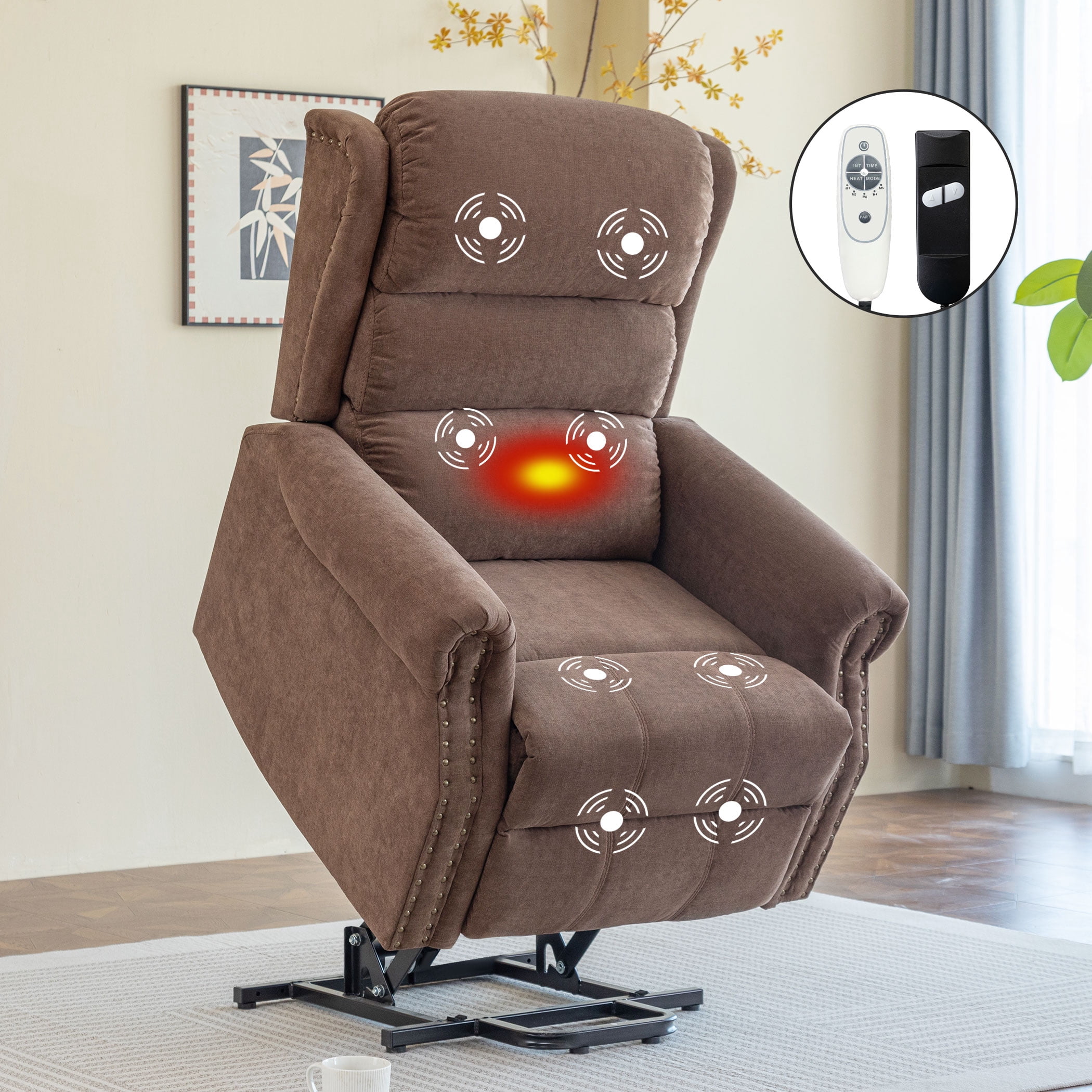 JONPONY Power Lift Recliner Chair for Elderly with Heat and Vibration ...