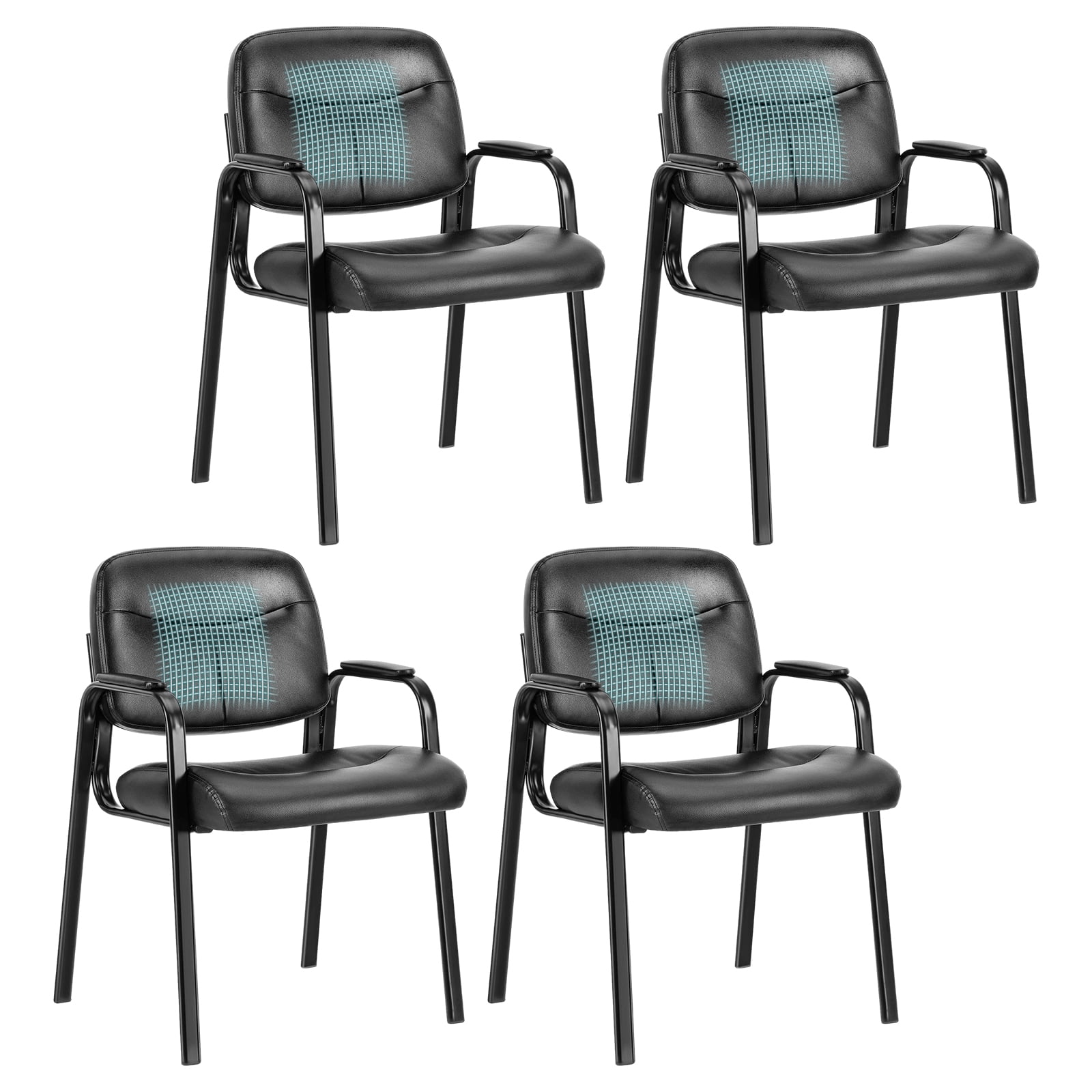 JONPONY PU Leather Guest Chair with Padded Armrests, Separate Backrest ...