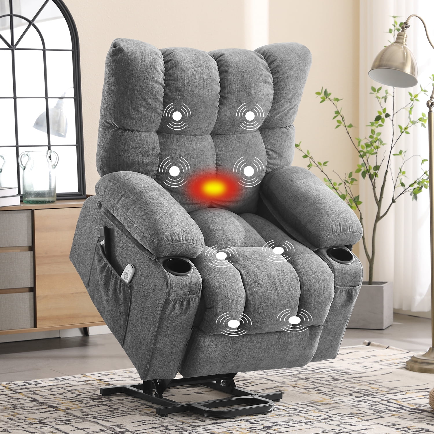 JONPONY Electric Recliner with Heat and Massage, Power Lift Chair with ...