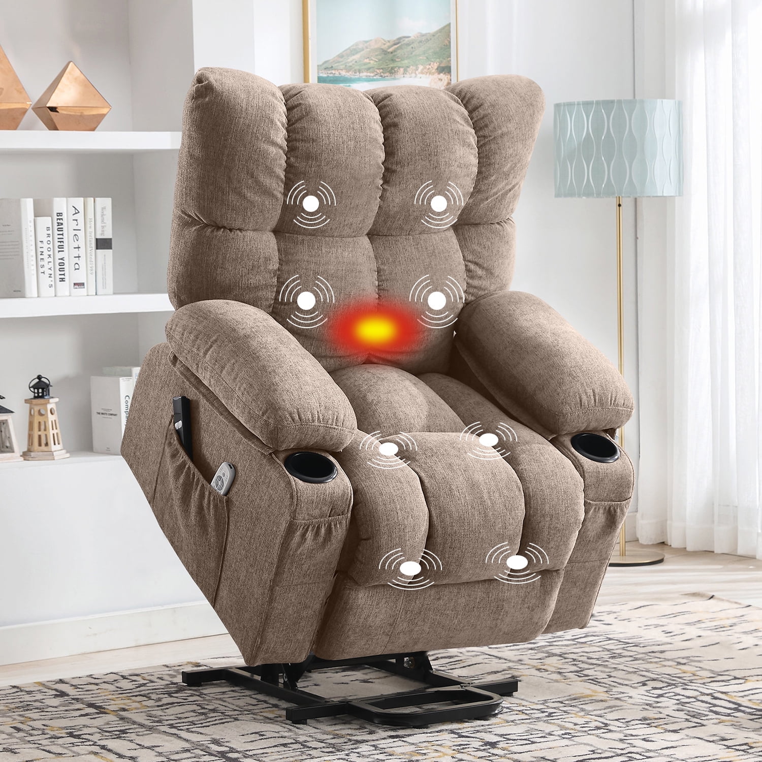 JONPONY Power Lift Recliner Chair for Elderly with Heat and Vibration ...