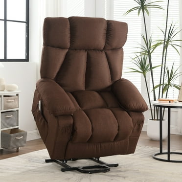 Serta Push-Button Power Recliner with Deep Body Cushions, Brown Fabric ...