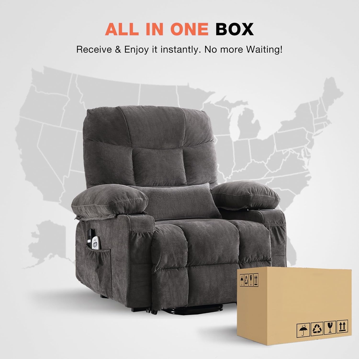 JONPONY Power Lift Recliner Chair Recliners for Elderly with Heat and ...
