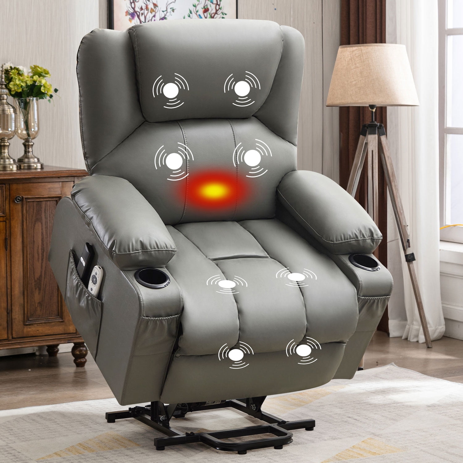 JONPONY Power Lift Recliner Chair Recliners for Elderly with Heat and ...