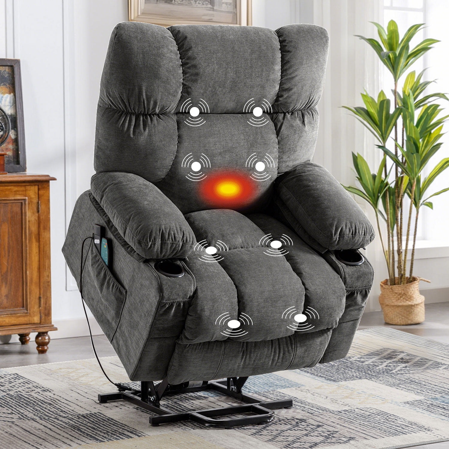 JONPONY Power Lift Recliner Chair Recliners for Elderly with Heat and ...