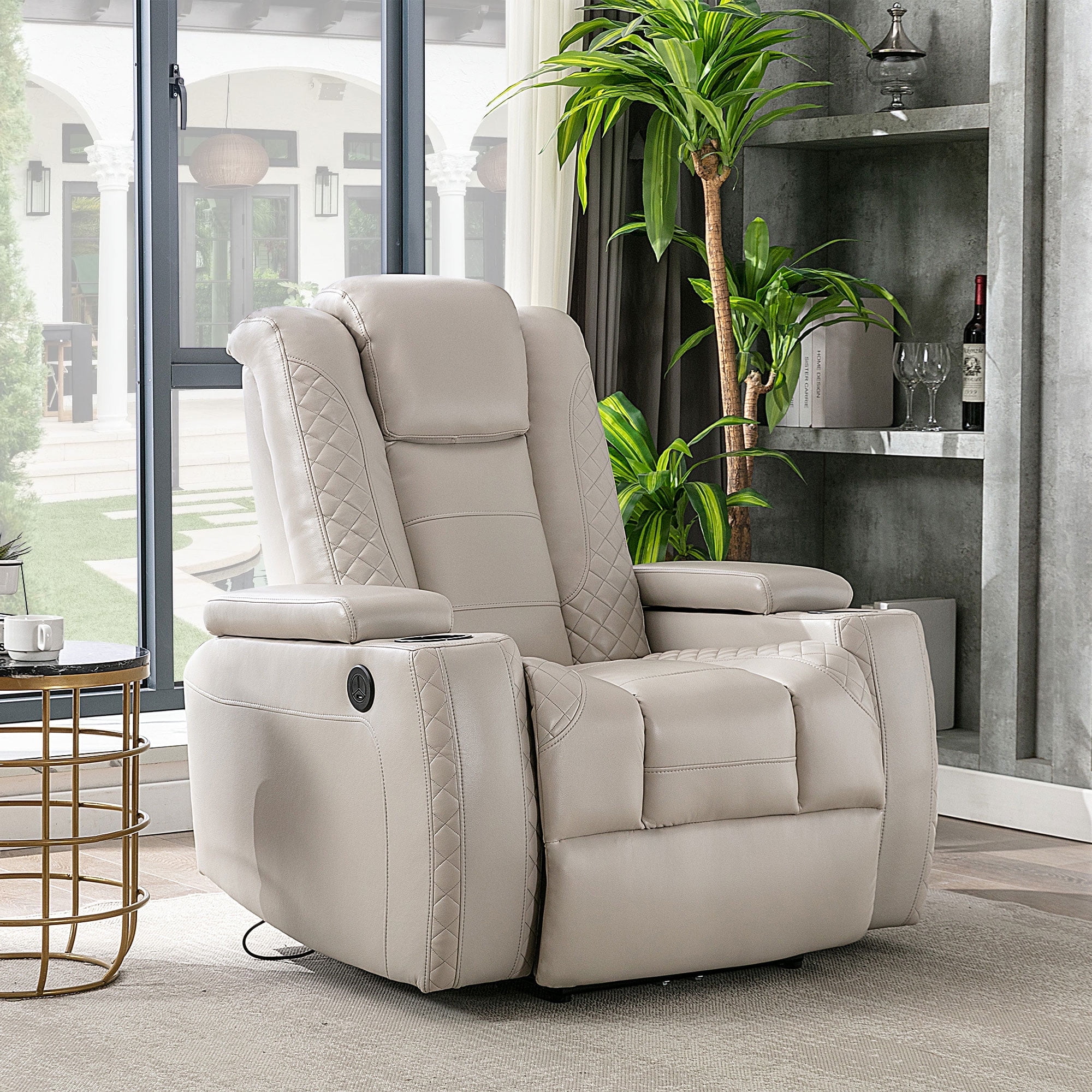 JONPONY Electric Power Recliner Chair with Cup Holders, Hidden Arm ...