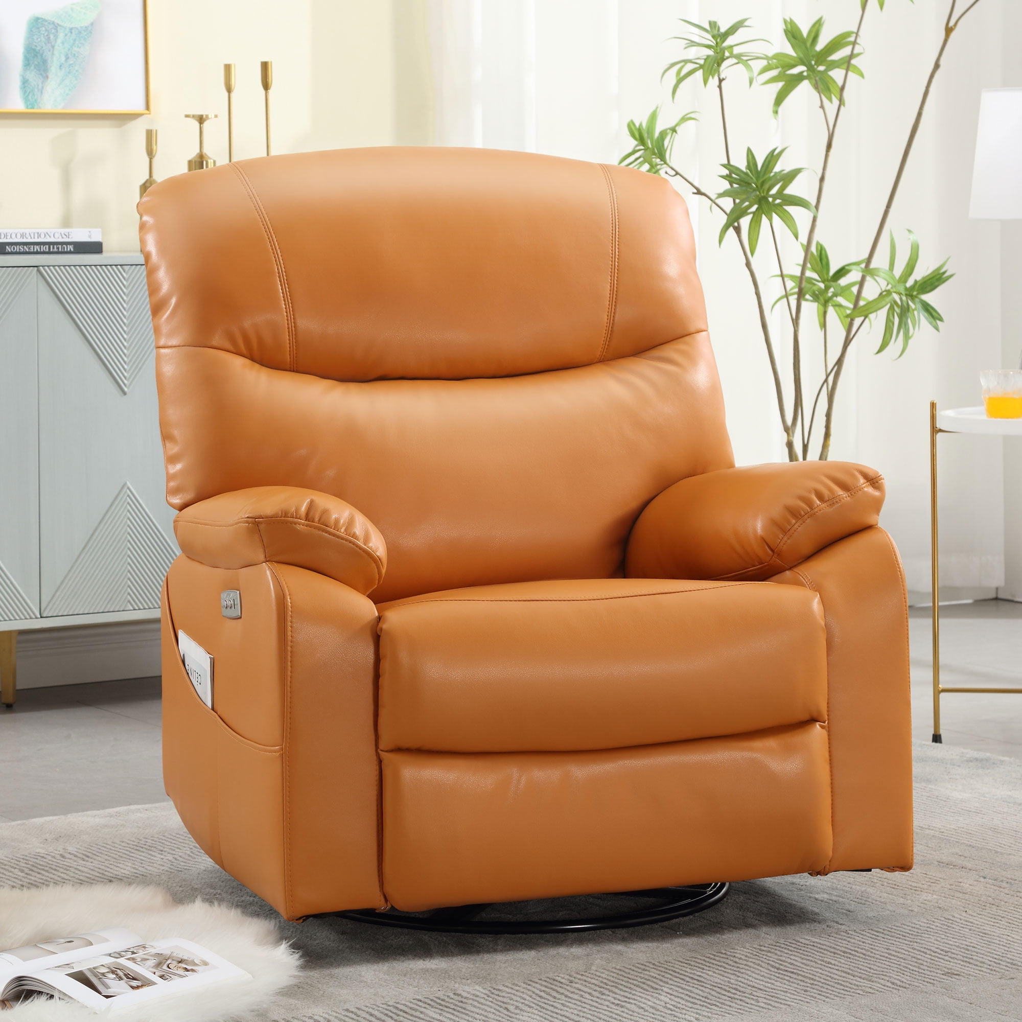JONPONY Power Swivel Rocker Recliner Chair with USB Port, 270°Electric ...