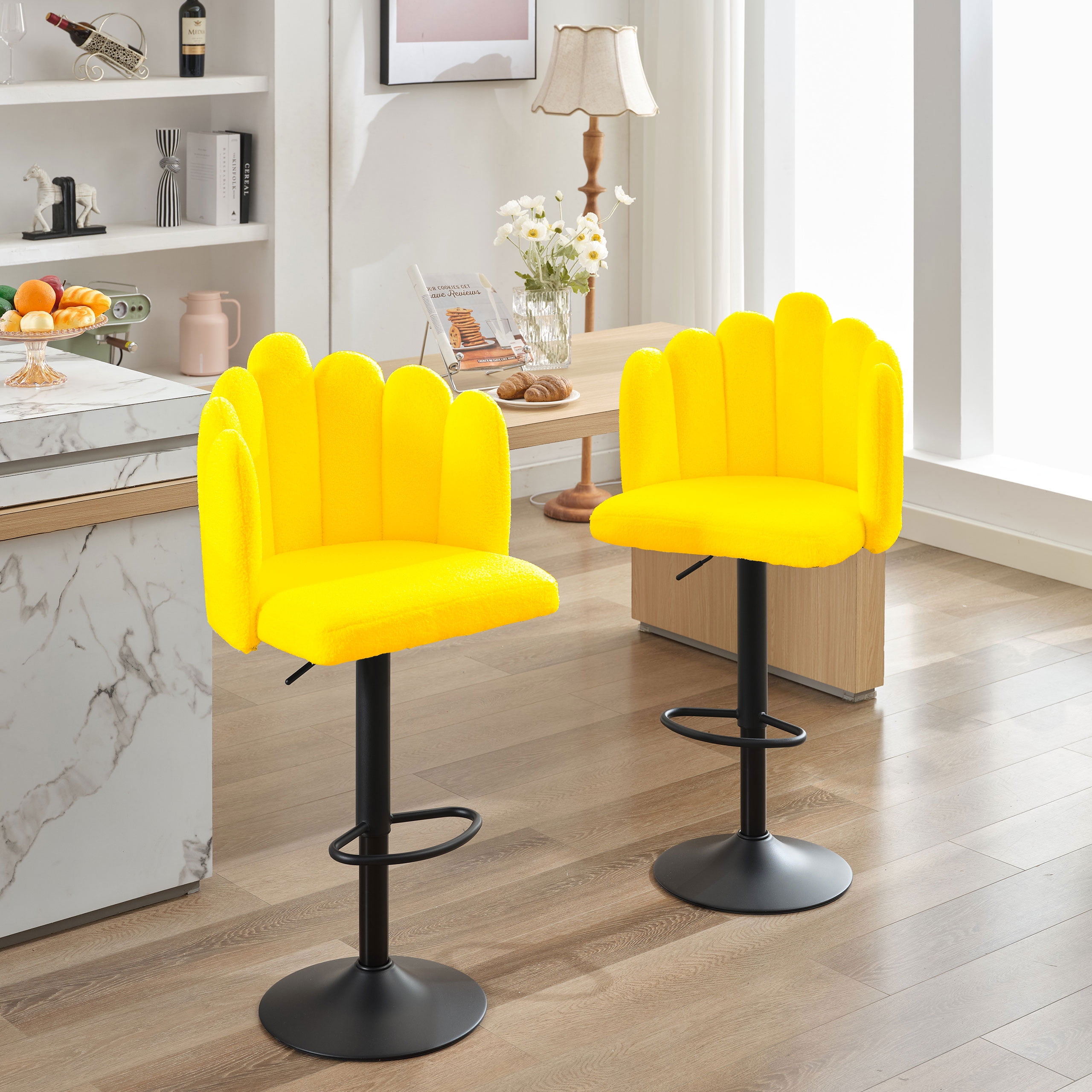 JONPONY Swivel Bar Stools Set of 6,Adjustable Counter Height Barstools ...