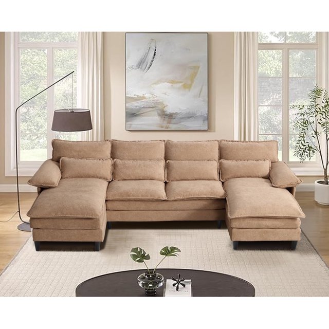 JONPONY107.5" Modular Sectional Sofa with Double Cushion Sleeper Chaise ...