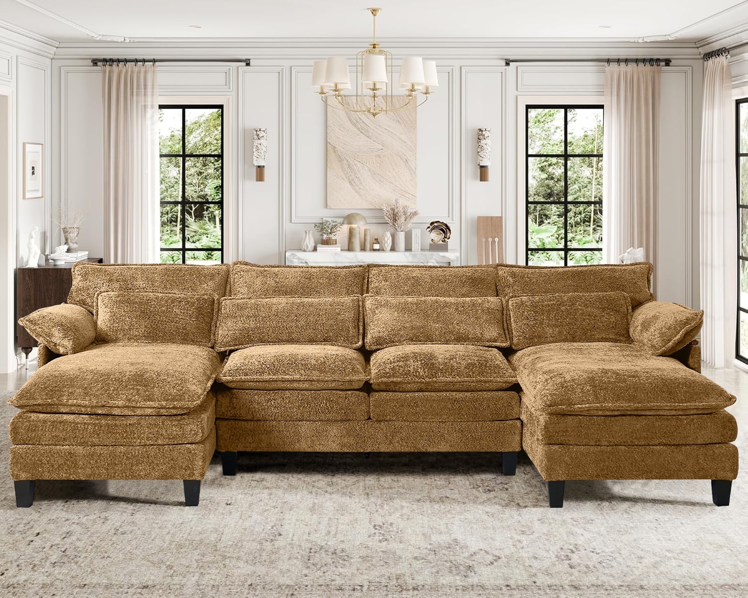 JONPONY110.63" Modular Sectional Sofa with Double Cushion Sleeper ...