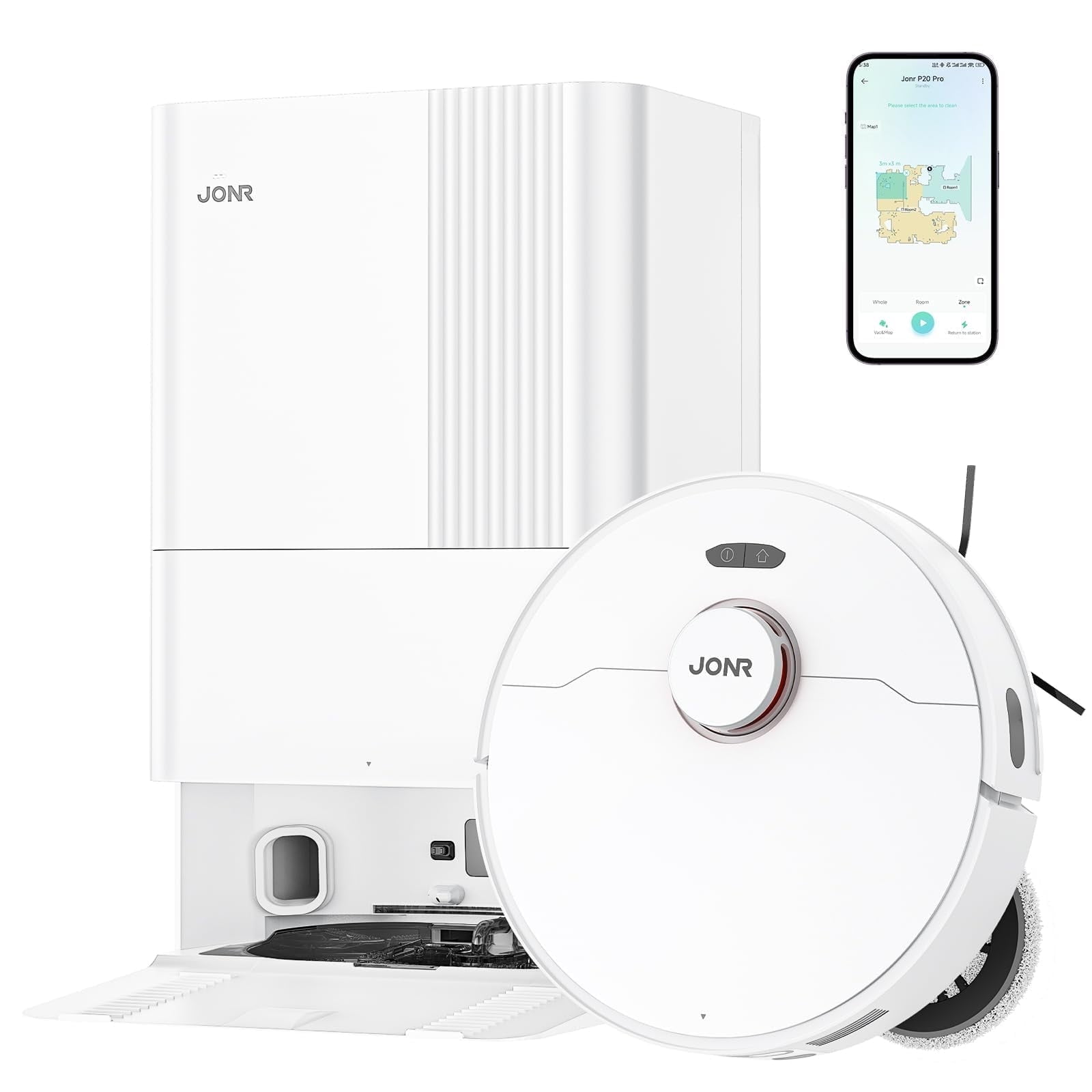 JONR P20 Pro Robot Vacuum and Mop with Self-Emptying, Self Lifting ...