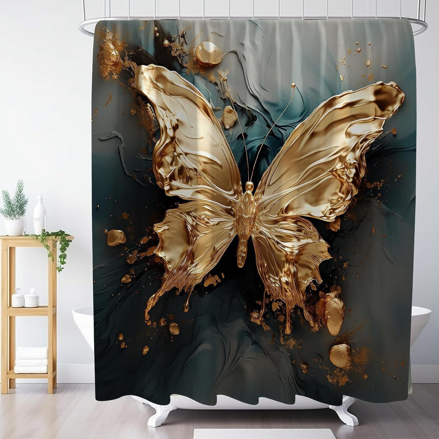 JOOCAR Aesthetics Butterfly Shower Curtain Set, Modern Shower Curtain ...