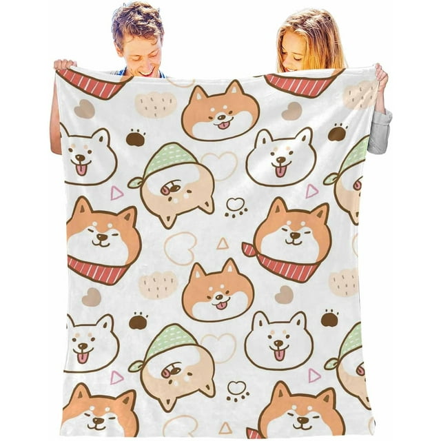 JOOCAR Bed Blankets Cartoon Shiba Inu Dog Face Comforter Blanket ...