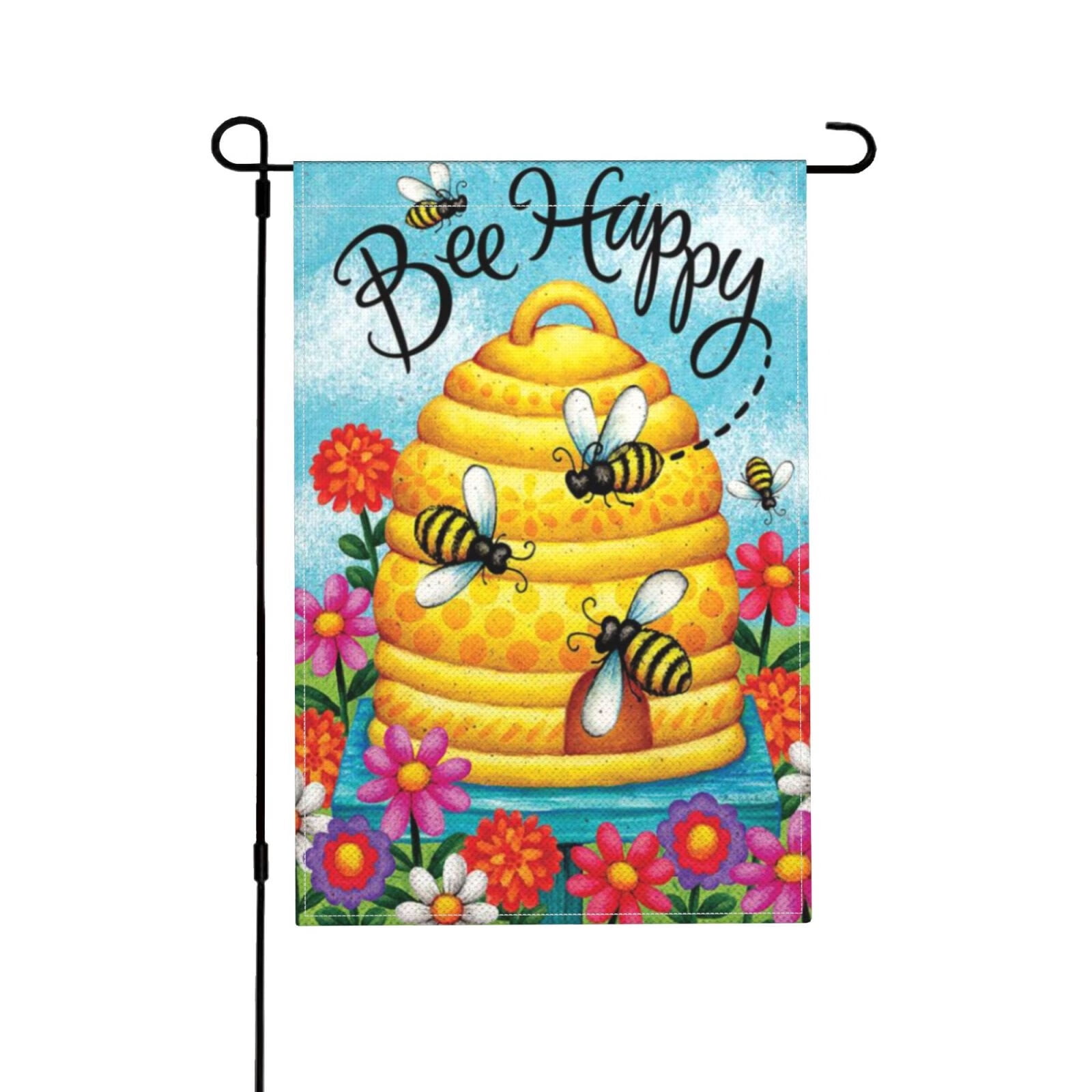JOOCAR Bee Happy Garden Flag Double Sided Vertical House Flags Bee ...