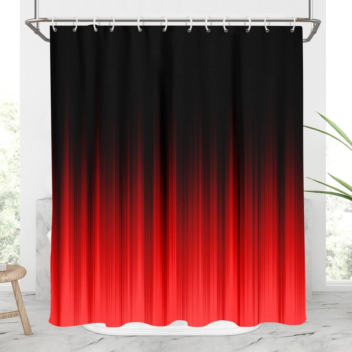 JOOCAR Black and Red Shower Curtain Ombre Grey Gray Adult Elegant ...