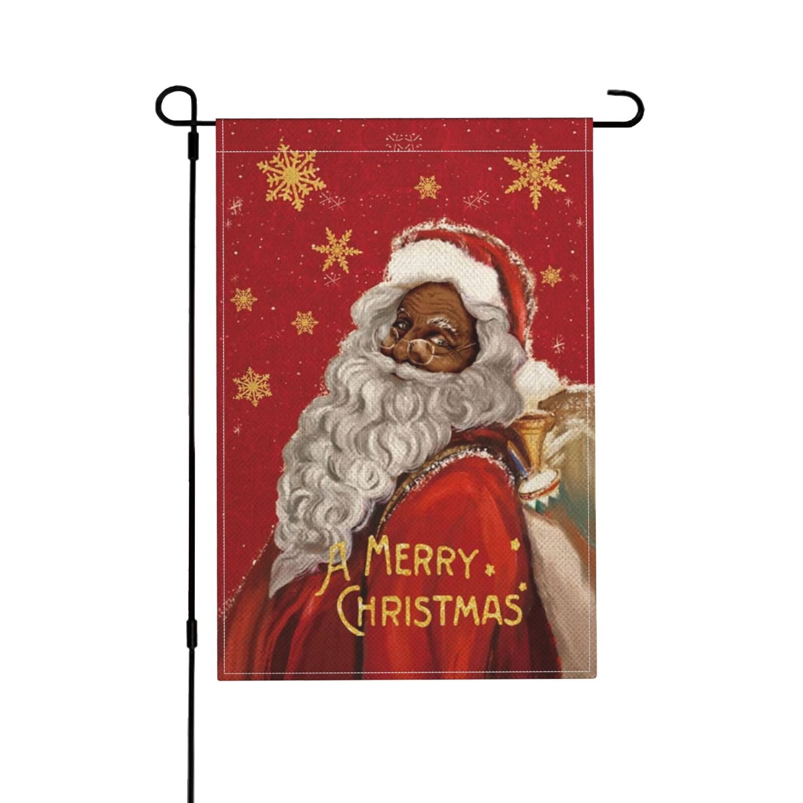JOOCAR Black Santa Claus Garden Flag Double Sided, A Merry Christmas ...