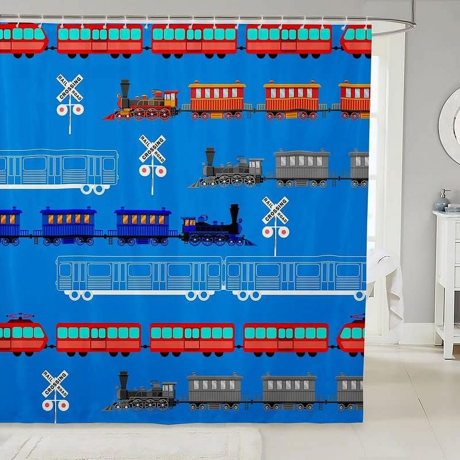 JOOCAR Cartoon Car Shower Curtain for Kids Vintage Car Bathroom Shower ...