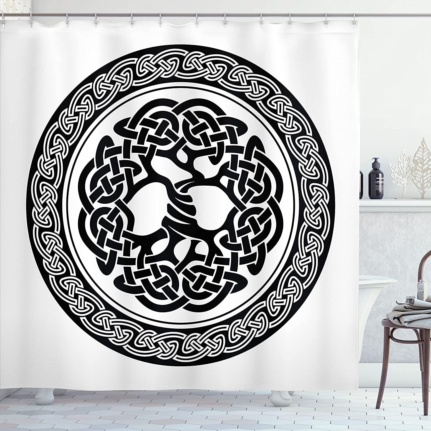 JOOCAR Celtic Shower Curtain, Native Celtic Tree of Life Ireland Early ...