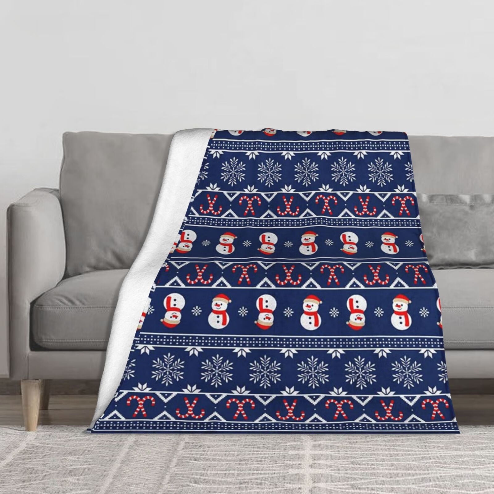 JOOCAR Christmas Snowman Throw Blanket Blue Holiday Christmas Fleece ...