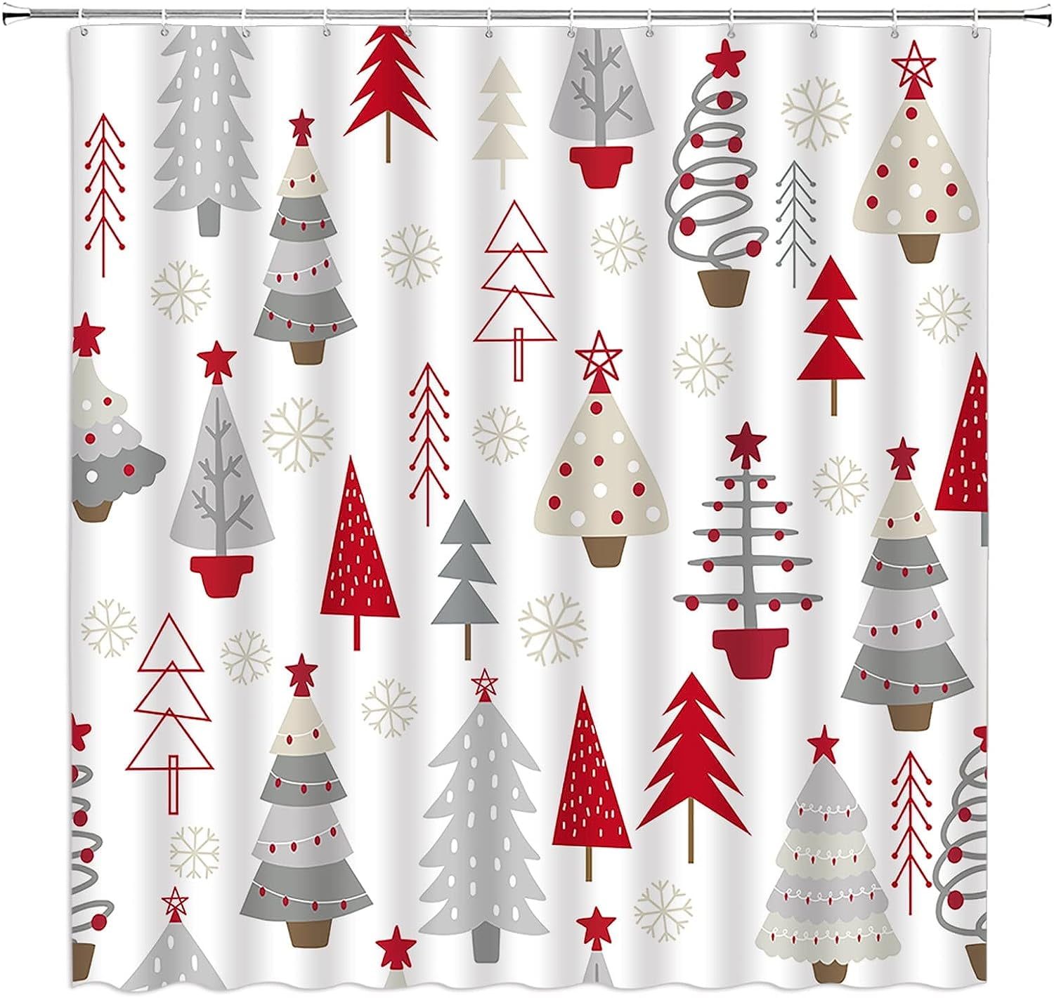 JOOCAR Christmas Tree Shower Curtain Snowflakes Festive Winter Xmas ...