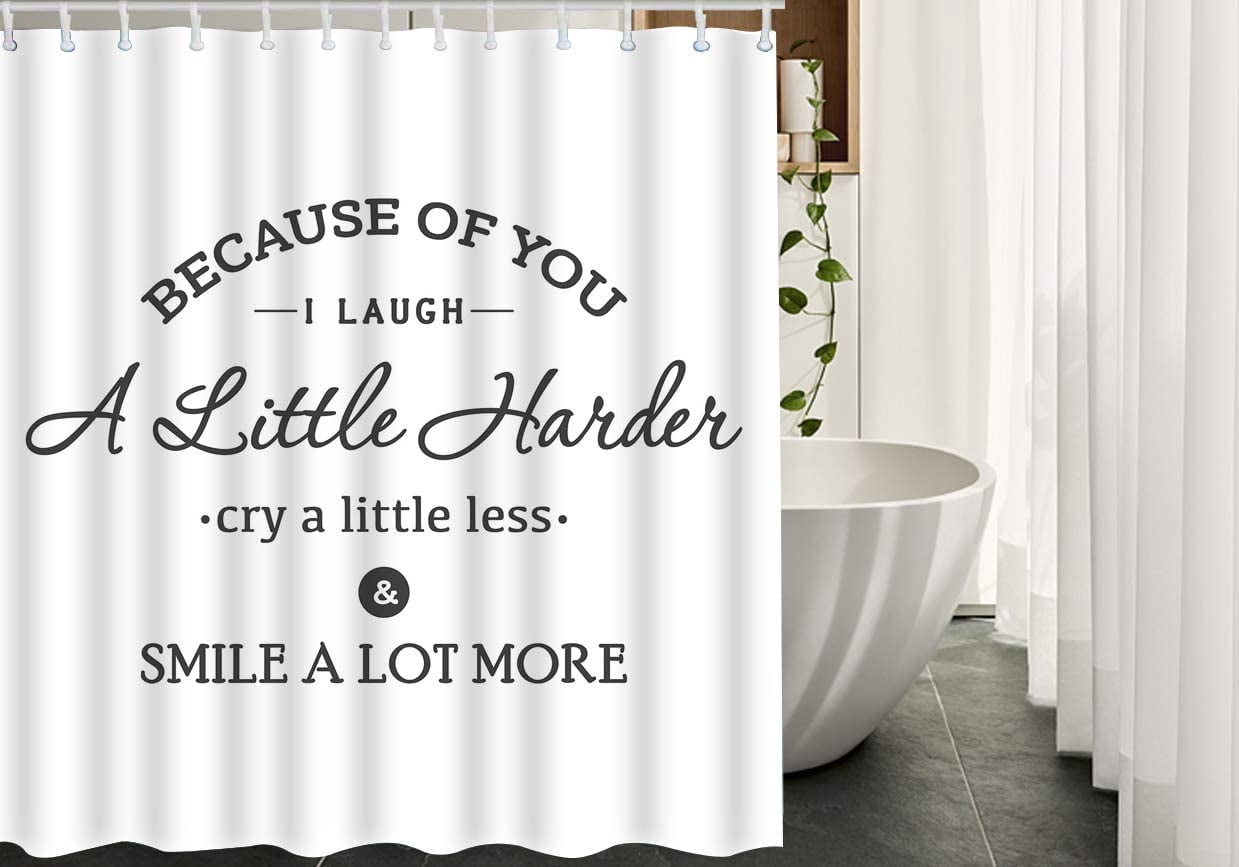 JOOCAR Friendship Quote Shower Curtains 72x72 Inch Because of You I ...