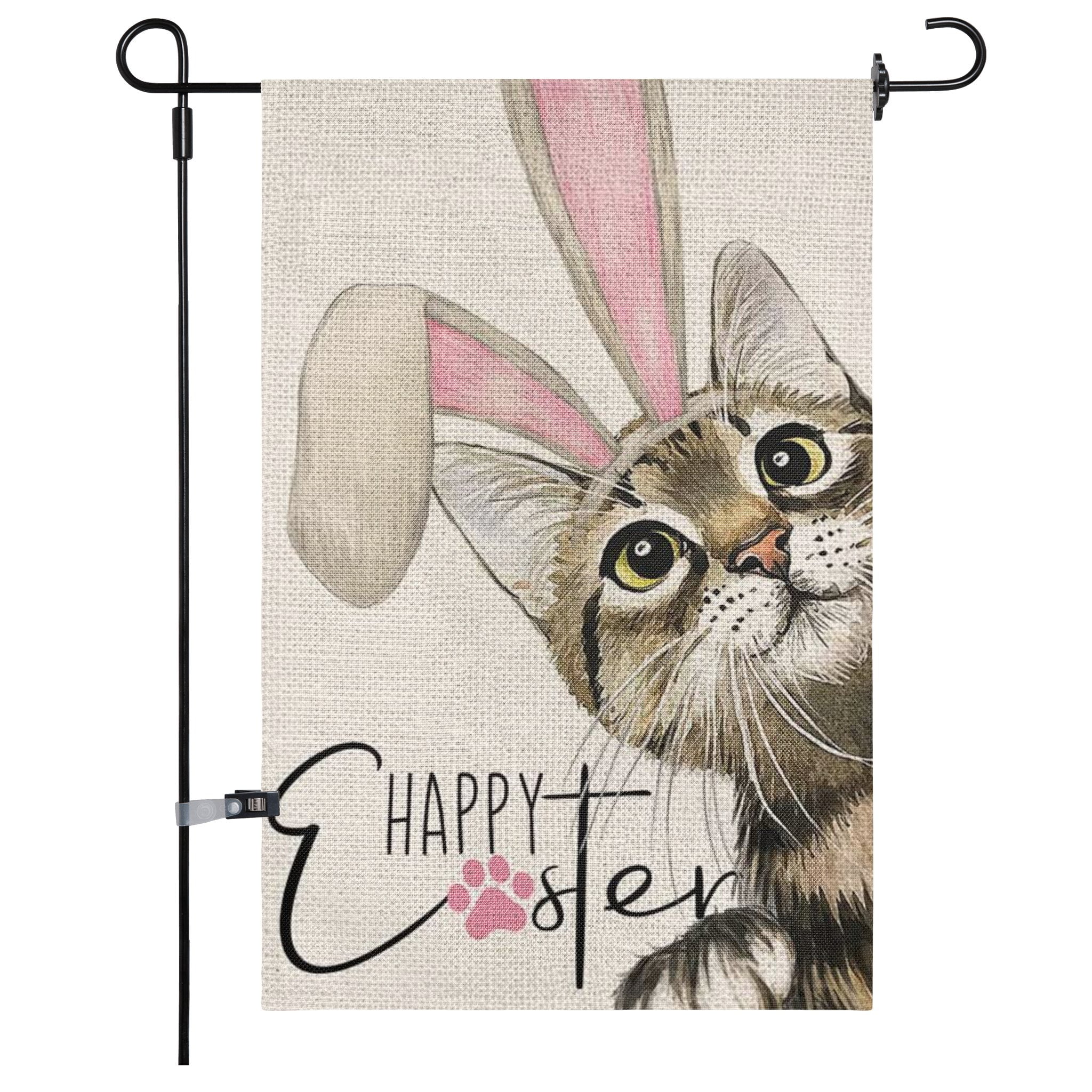 JOOCAR Garden Flags, Cat Rabbit Ears 12x18 Inches Reversible Garden ...